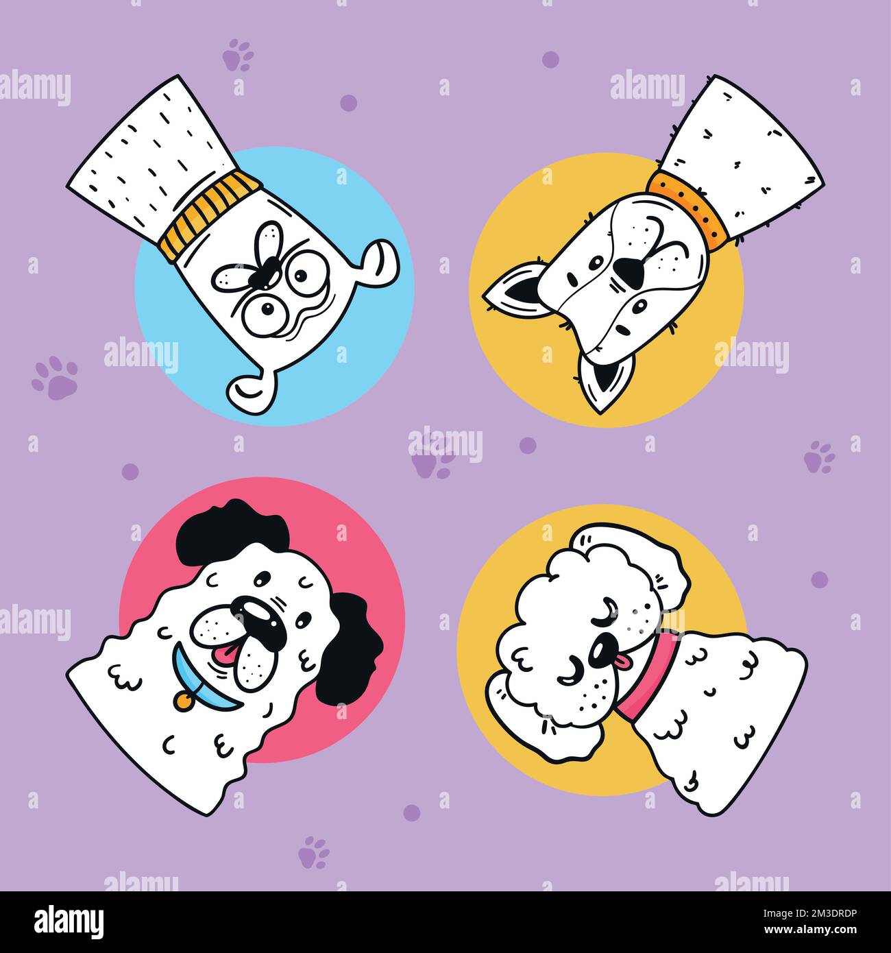 cute four dogs white characters Stock Vector Image & Art - Alamy