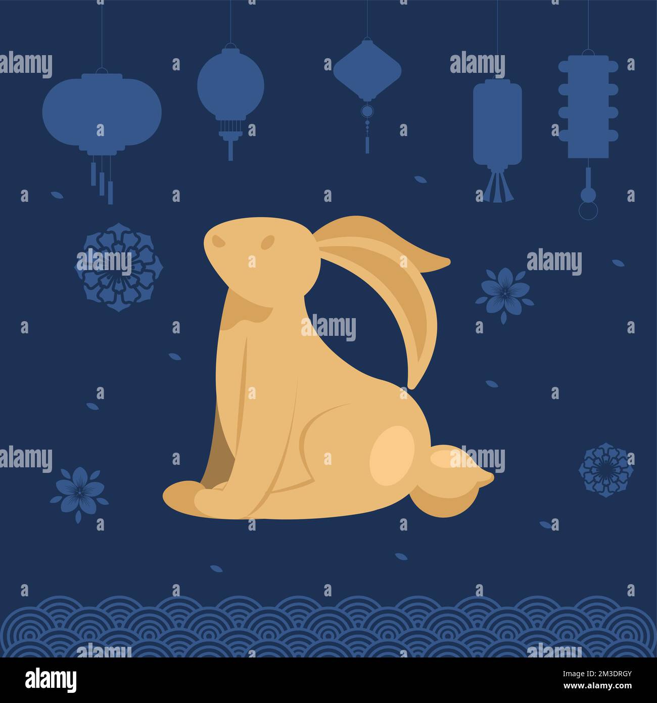 golden rabbit seated chinese new year poster Stock Vector Image & Art ...