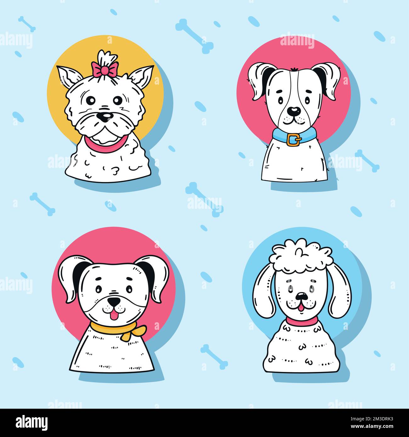 Four white dogs Stock Vector Images - Alamy