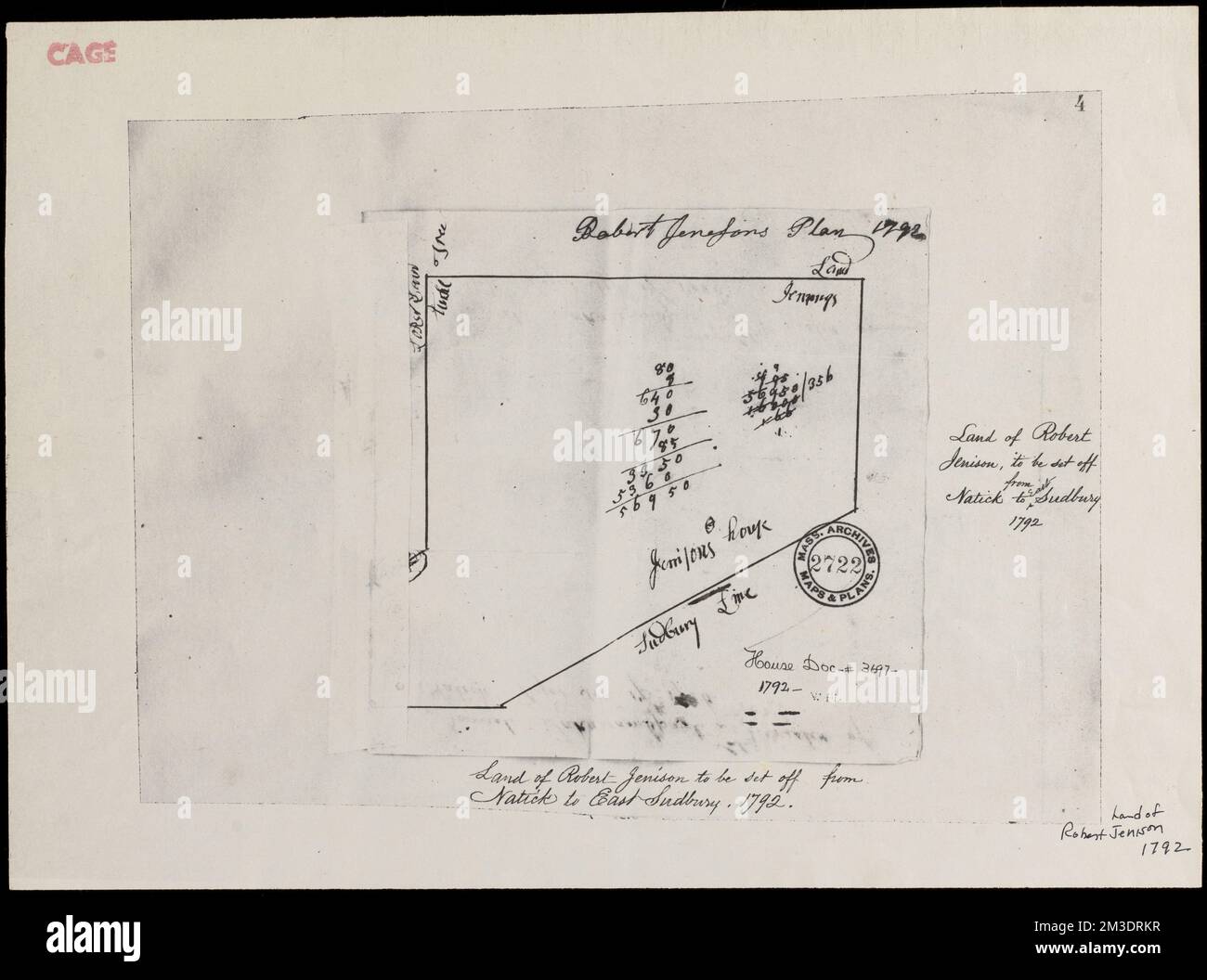Land of Robert Jenison, to be set off from Natick to East Sudbury, 1792 ...