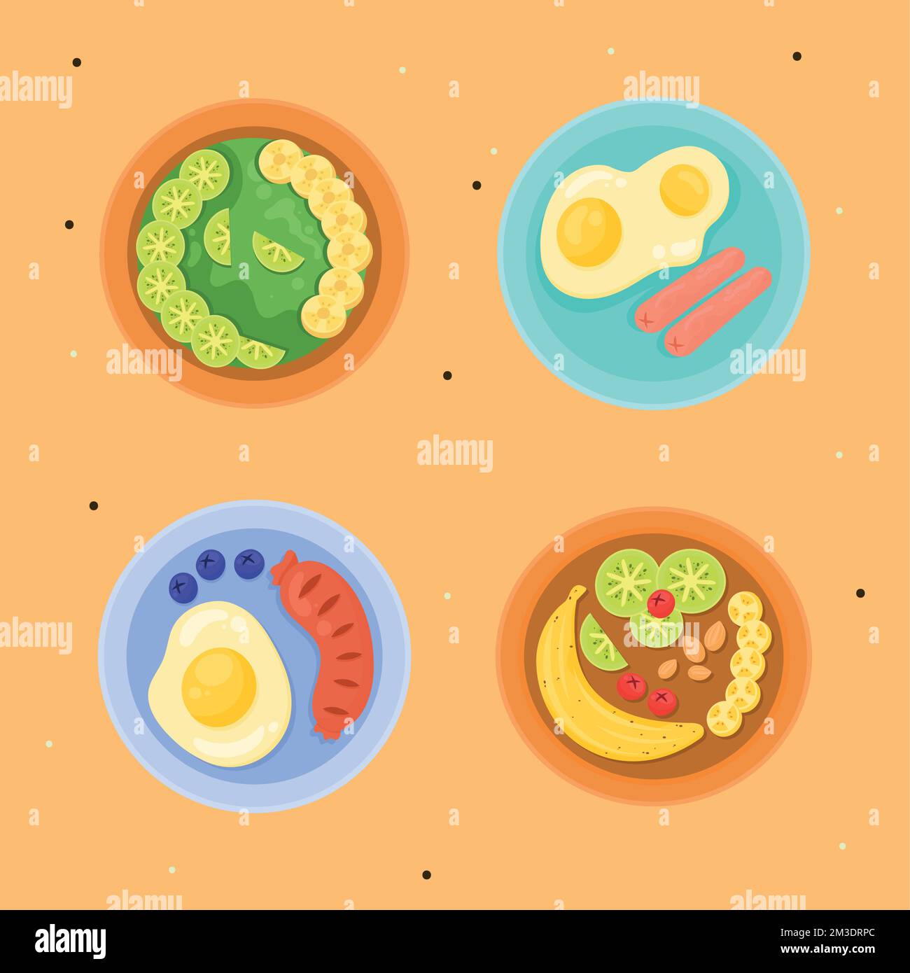 four differents breakfast plates icons Stock Vector Image & Art - Alamy