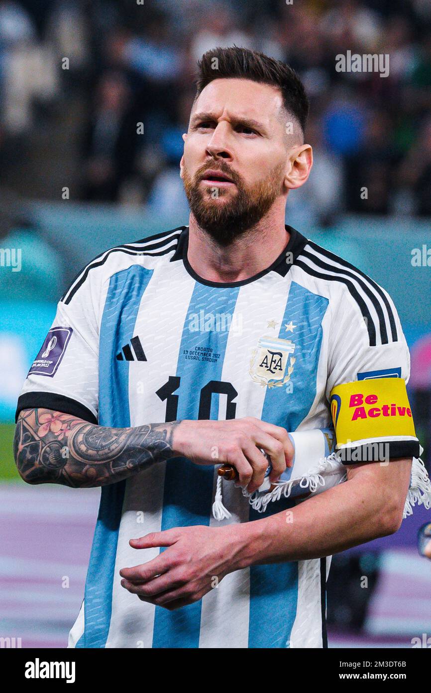 LUSAIL, QATAR - DECEMBER 13: Lionel Messi at the start of the Semifinal ...
