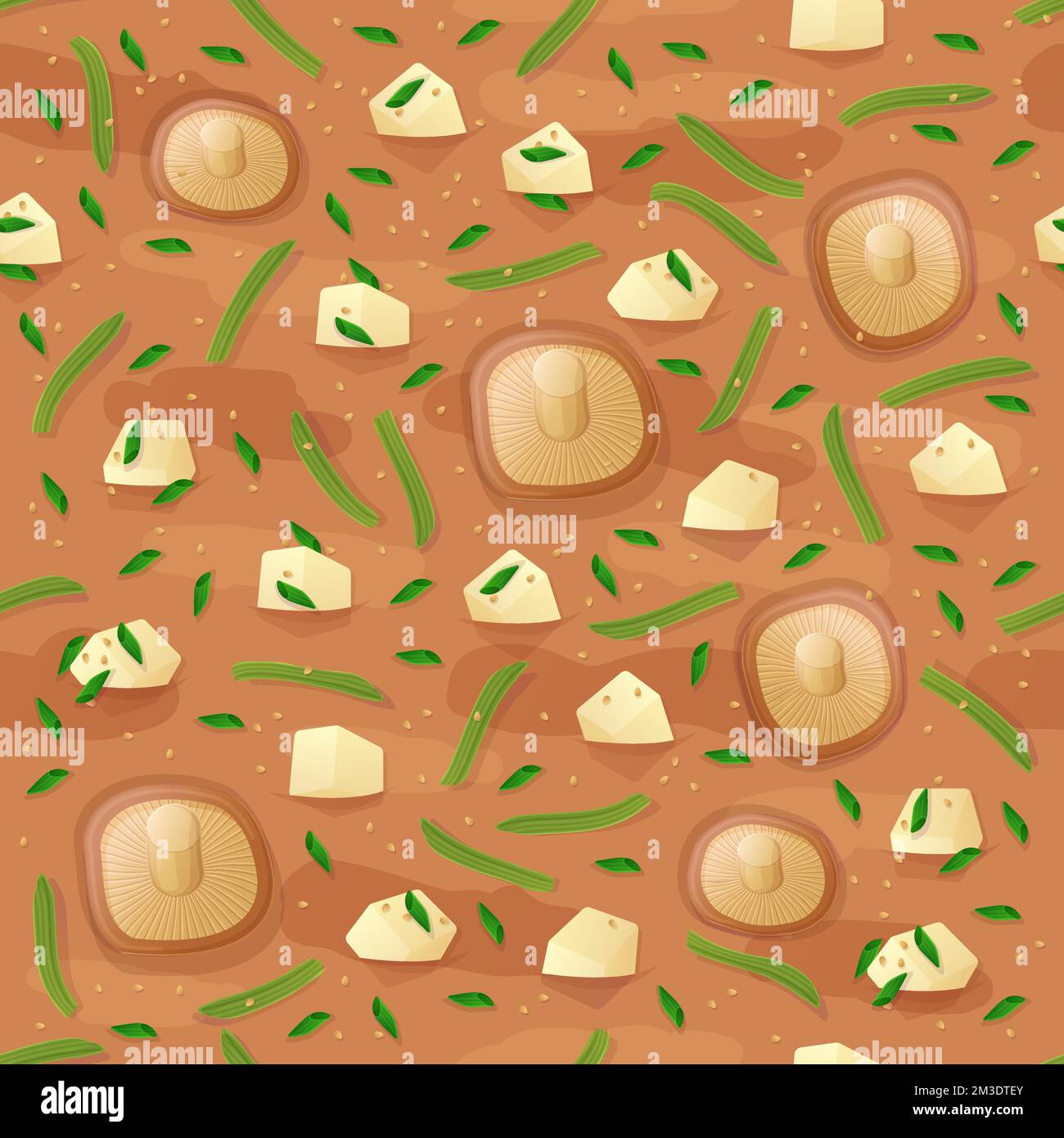 Japanese Miso soup seamless pattern. Asian food illustration in cartoon ...