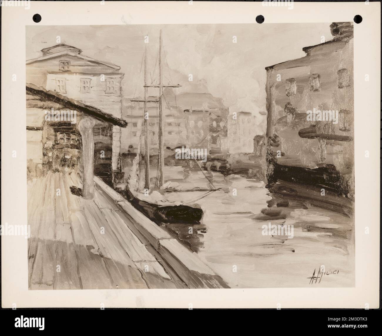 Landscape , Piers & wharves, Boats. The Massachusetts WPA Federal Art ...