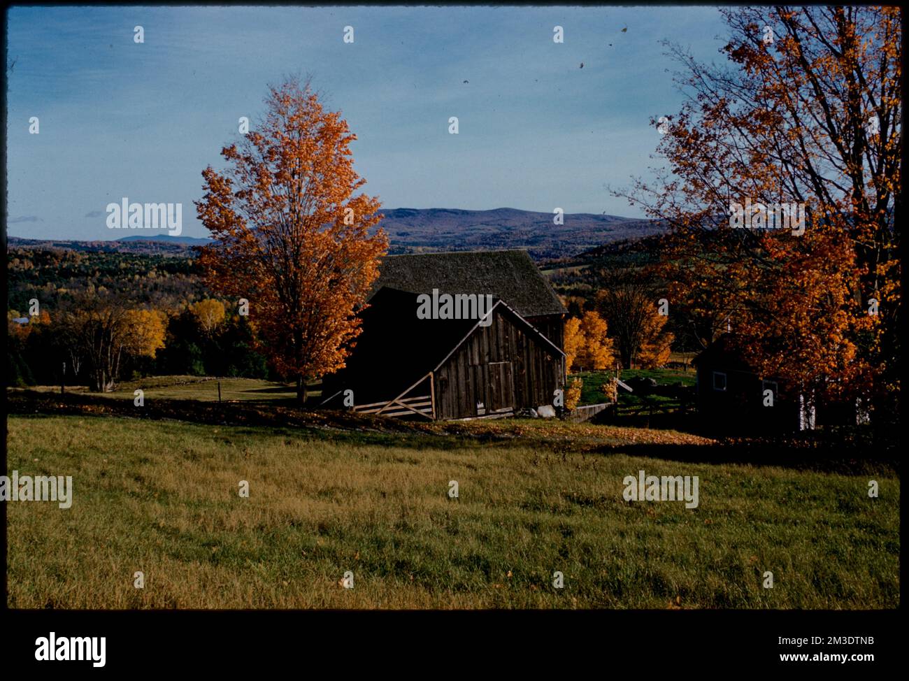 Landscape of farm and mountains , Autumn, Farms. Edmund L. Mitchell ...