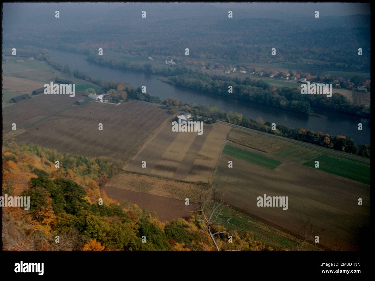Landscape of farmland and river , Farms, Rivers. Edmund L. Mitchell ...