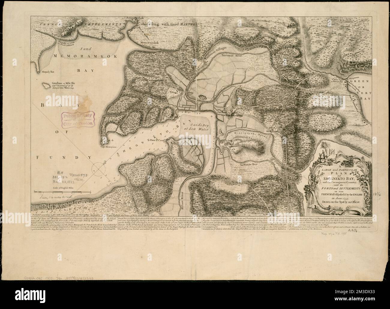 A large and particular plan of Shegnekto Bay, and the circumjacent ...