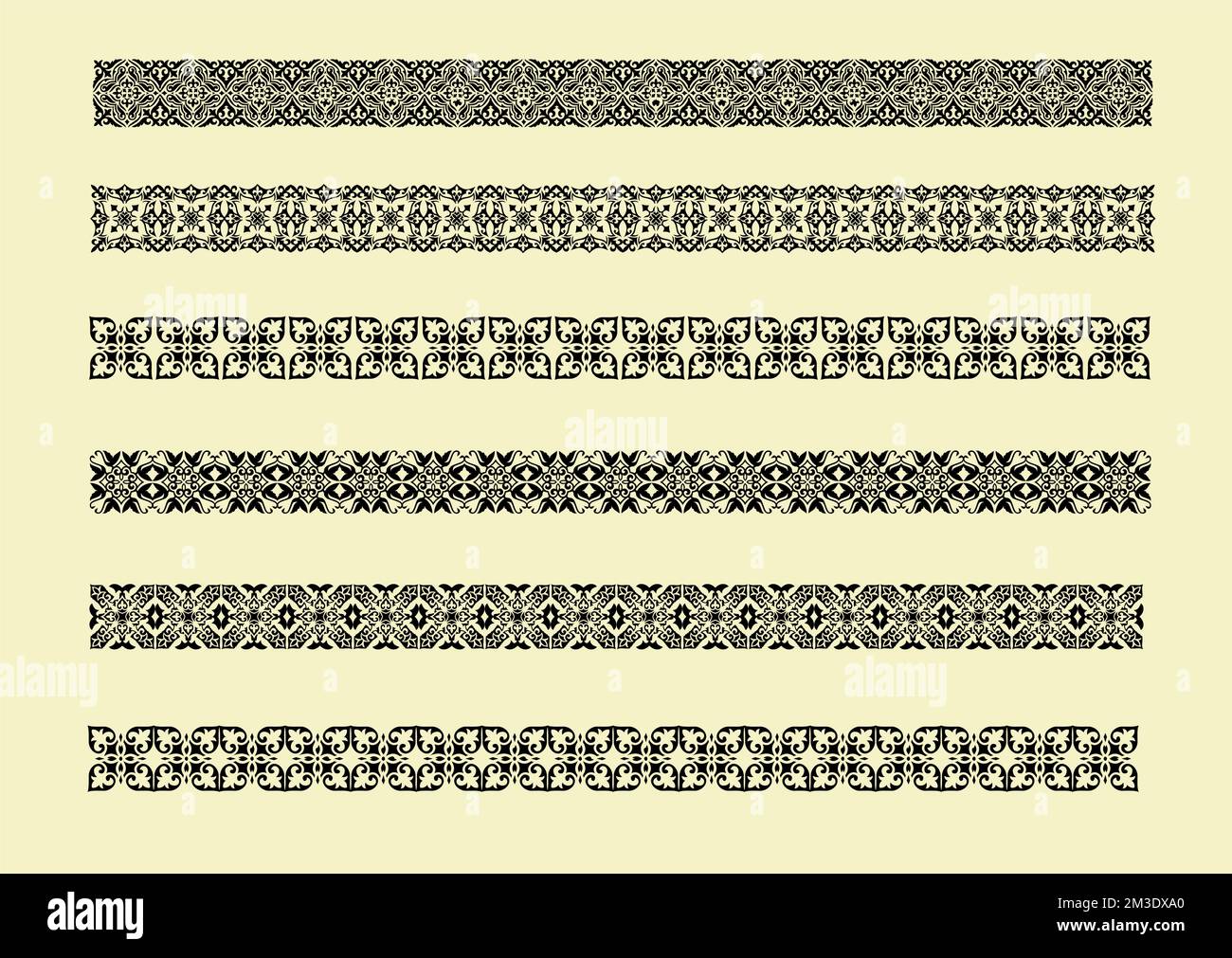 Collection of Ornamental Rule Lines in Different Design styles. Color ...