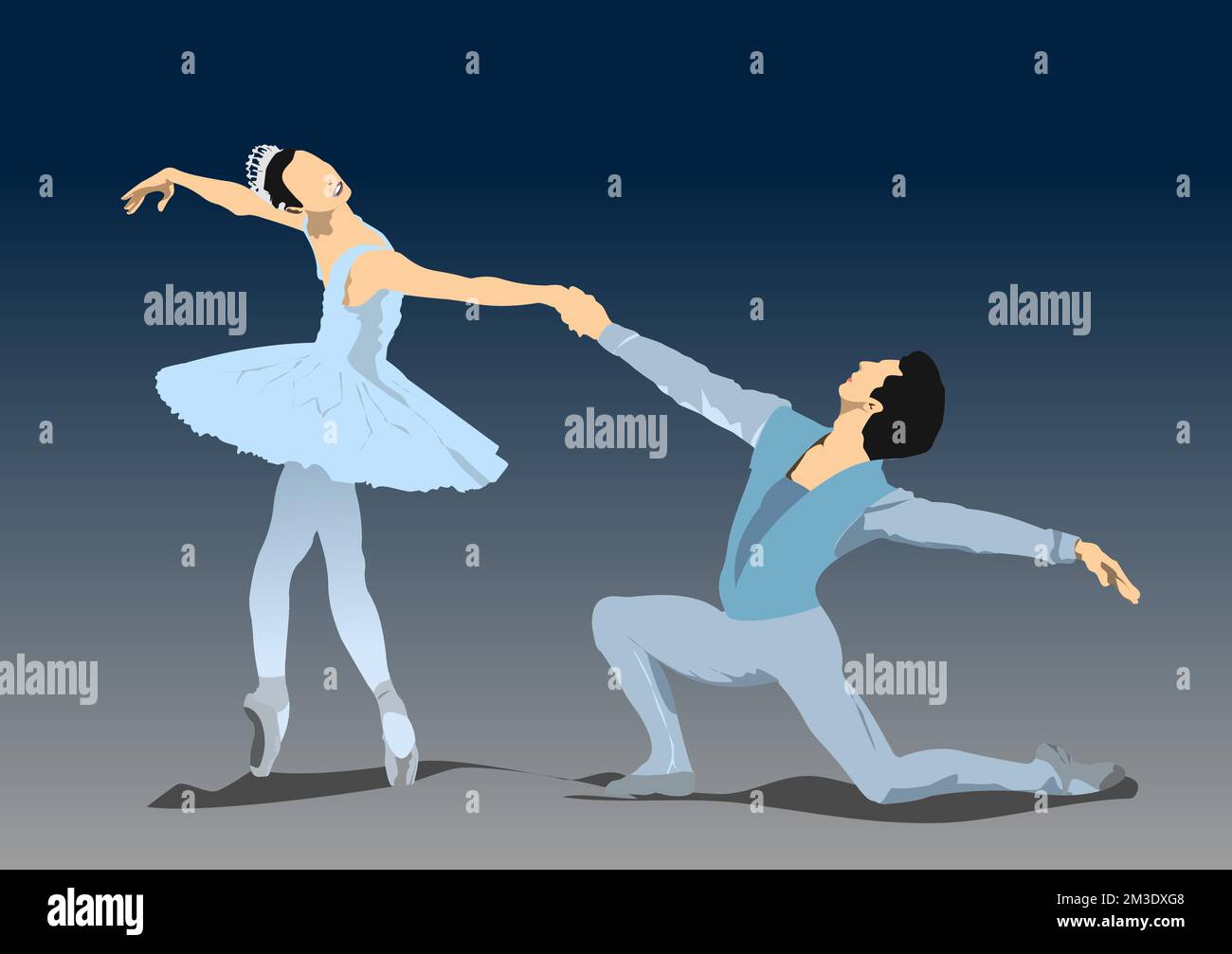 Classic ballet dancers. Color vector 3d illustration Stock Vector Image ...