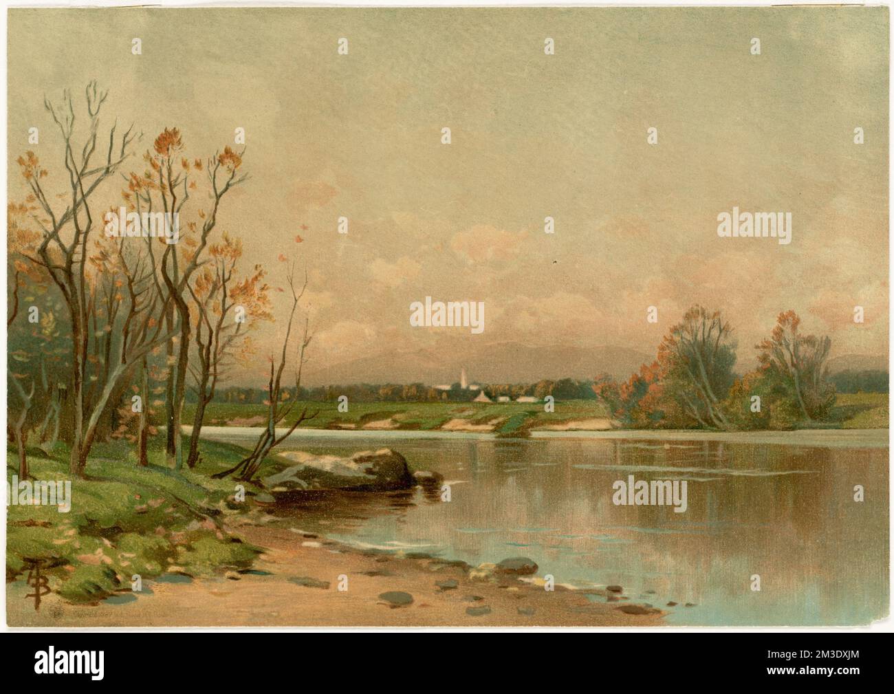 Late autumn, Saco River , Rivers, Trees. Louis Prang & Company ...