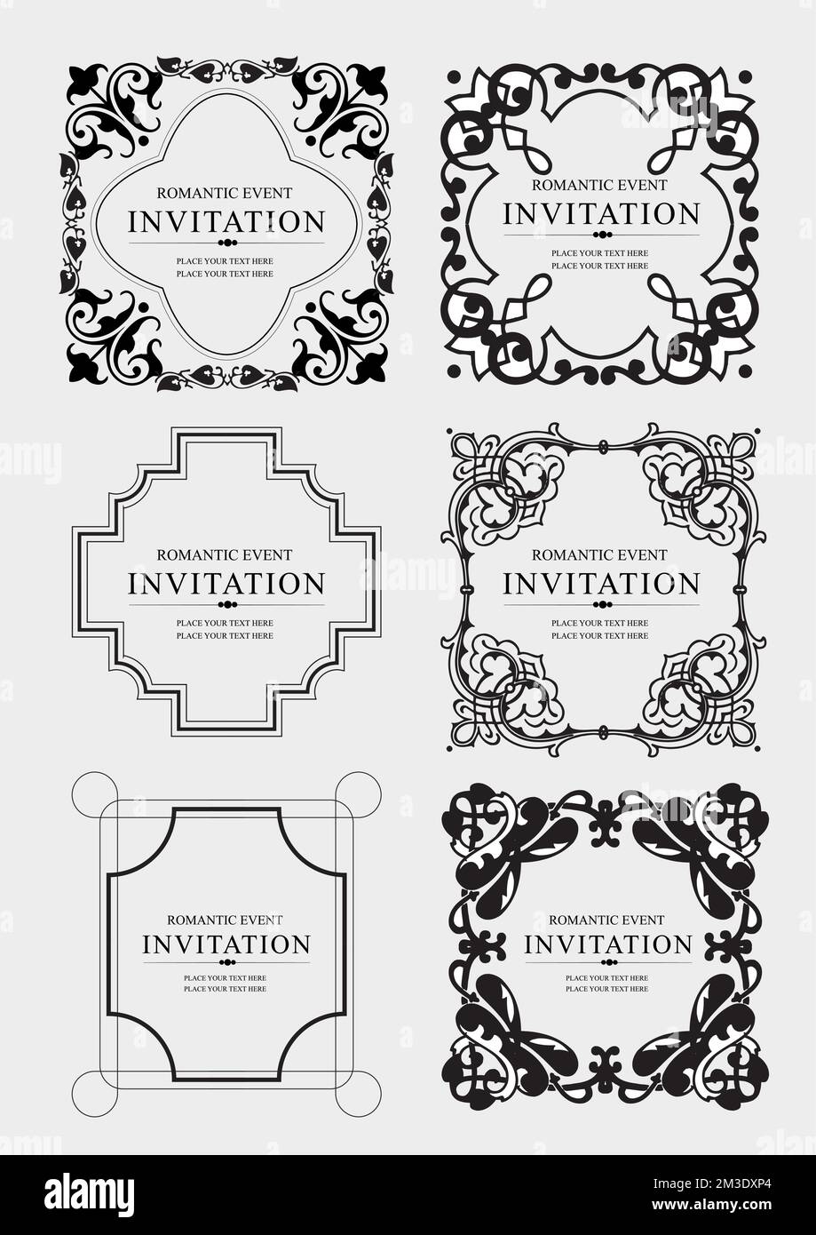 Set of ornate vector frames and ornaments with sample text. Perfect as ...