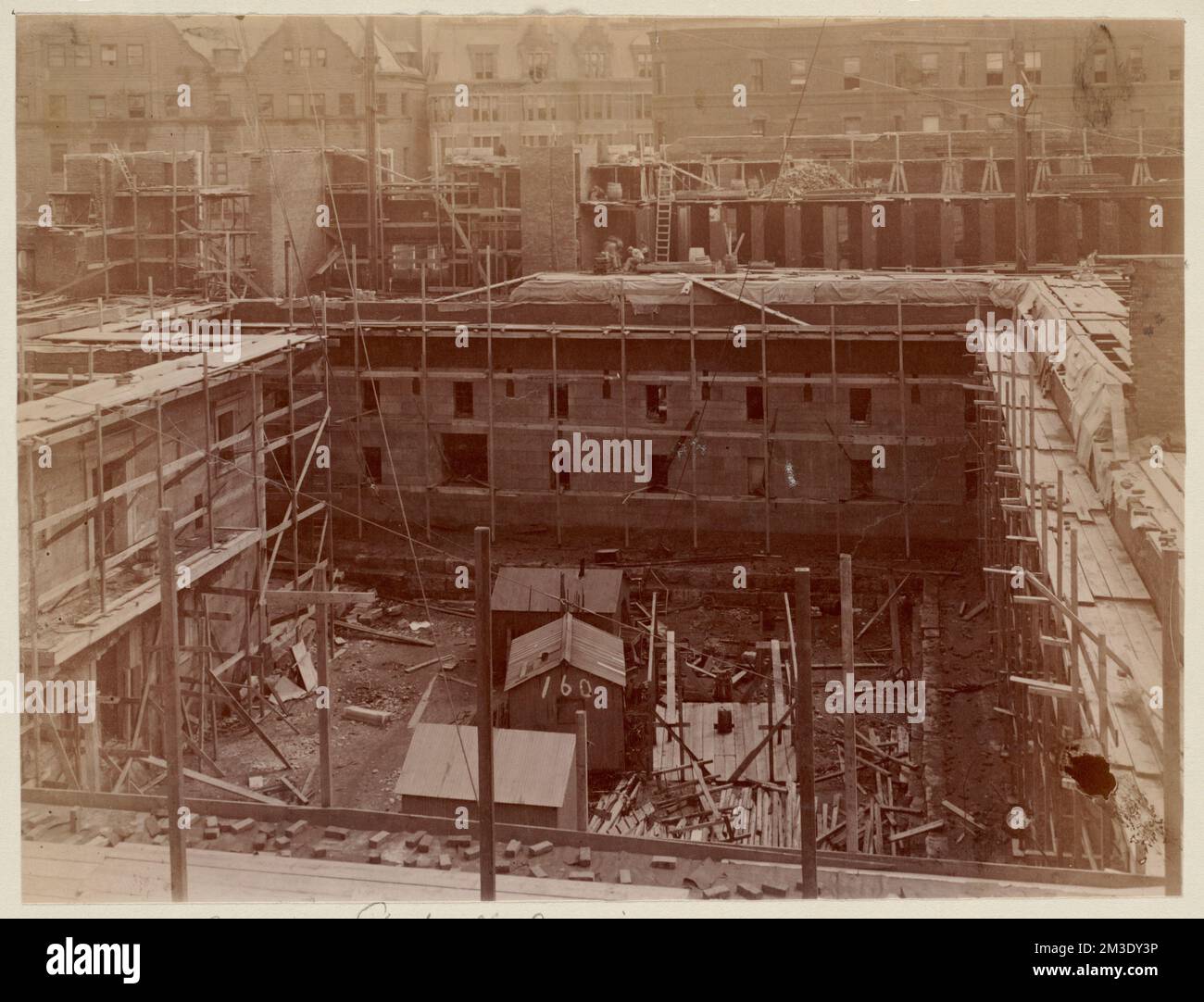 Laying brick Courtyard, Blagden Street wall, construction of McKim ...