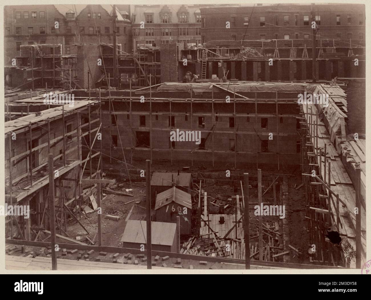 Laying brick Courtyard, Blagden Street wall, construction of McKim ...