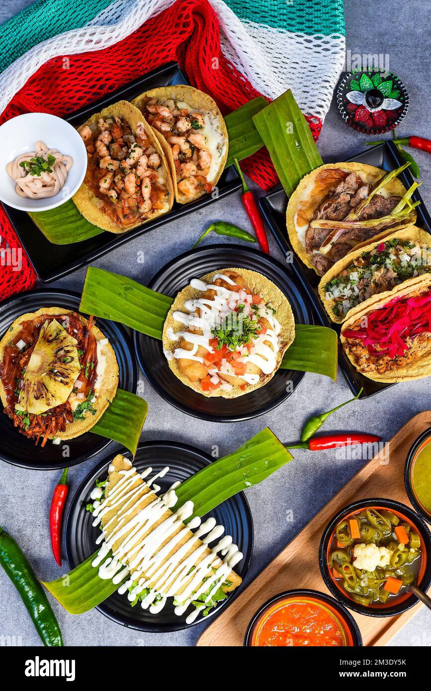 Mexican tacos side view hi-res stock photography and images - Alamy