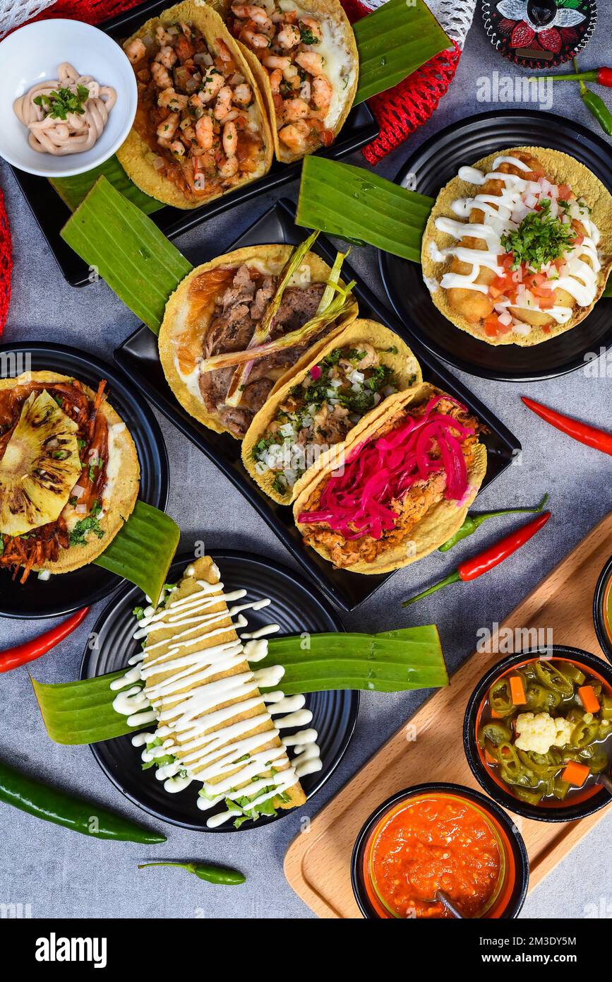 Mexican tacos side view hi-res stock photography and images - Alamy