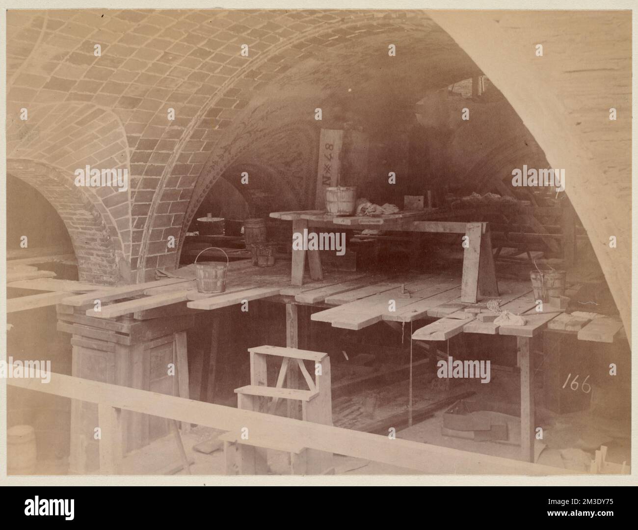 Laying tile for mosaic ceiling in Entrance Hall, construction of the ...