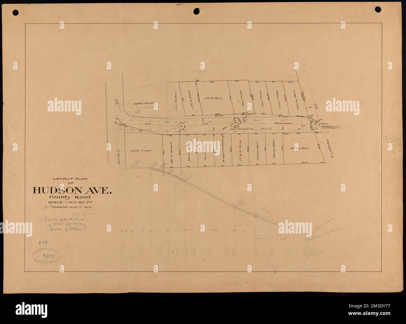 Layout plan of Hudson Ave., county road , Streets. Lawrence Stock Photo ...