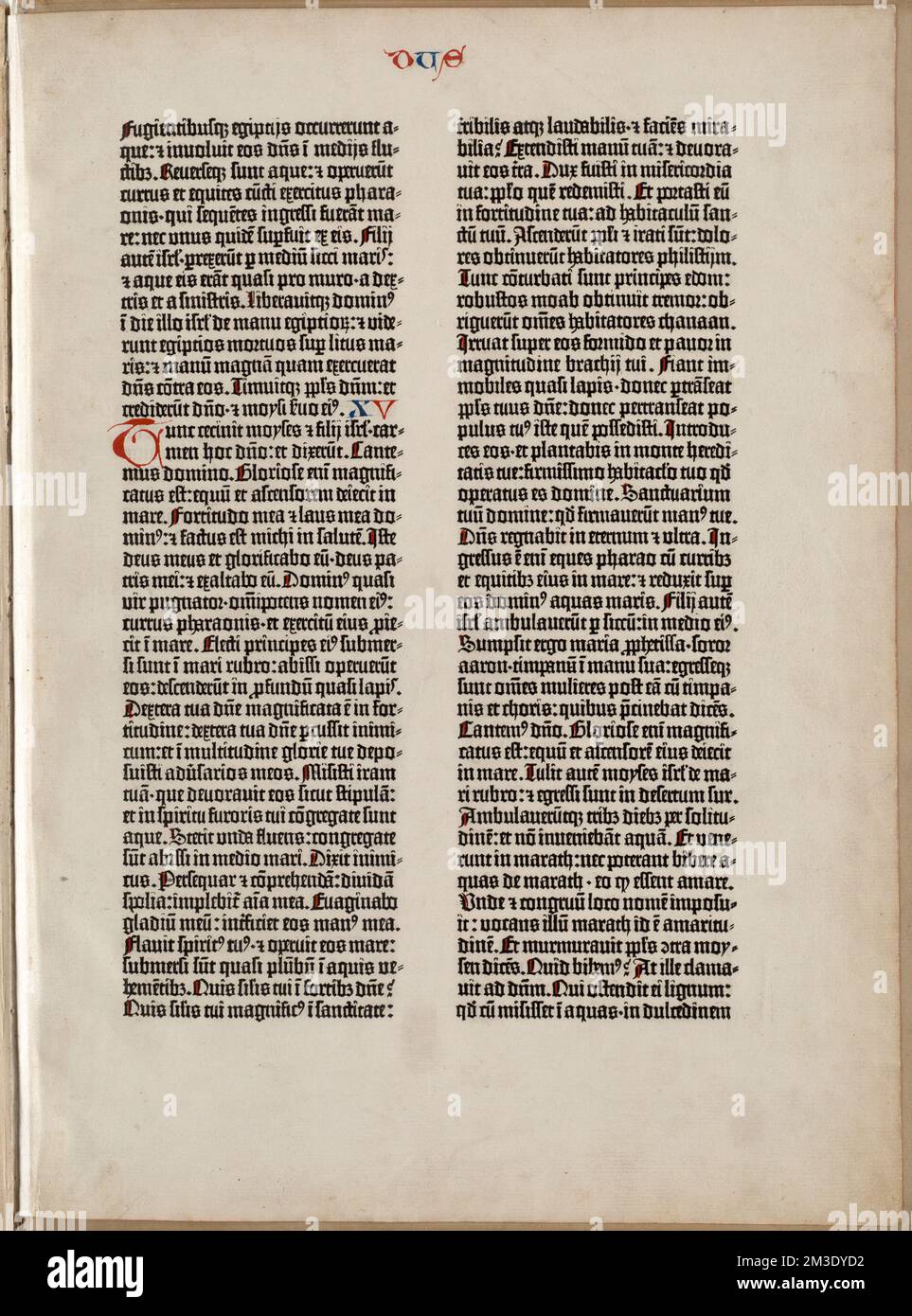 Leaf of the Gutenberg Bible , Bible. Latin. Vulgate. 1454 Stock Photo ...