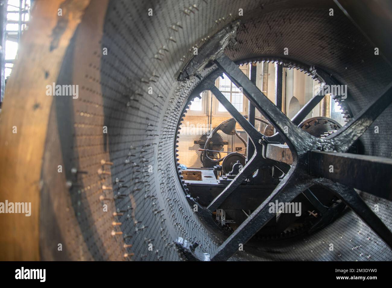 The detailed view of old industrial machinery parts in a factory Stock ...