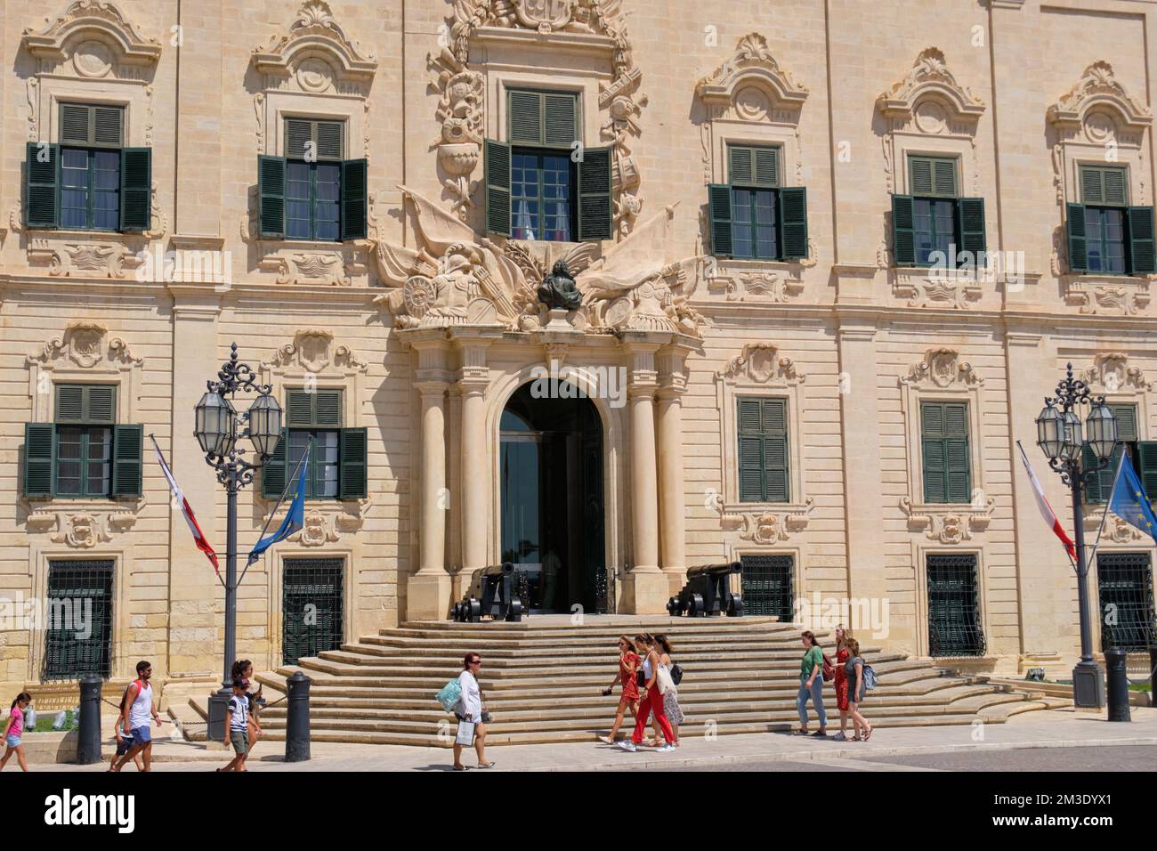 The imposing Baroque stone façade of Auberge de Castille is one of the ...