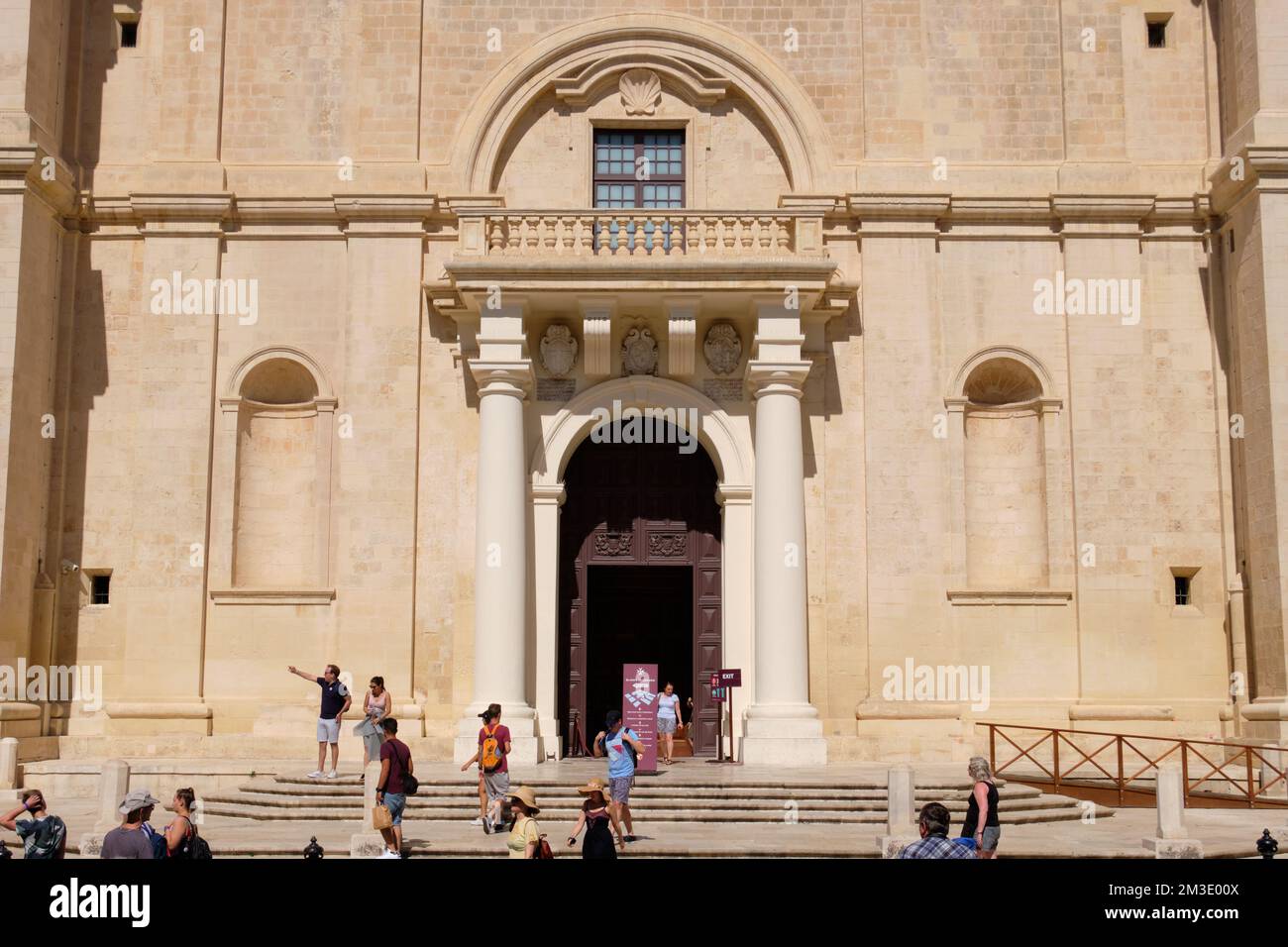 The plain façade of St John's Co-Cathedral - Valletta, Malta Stock ...