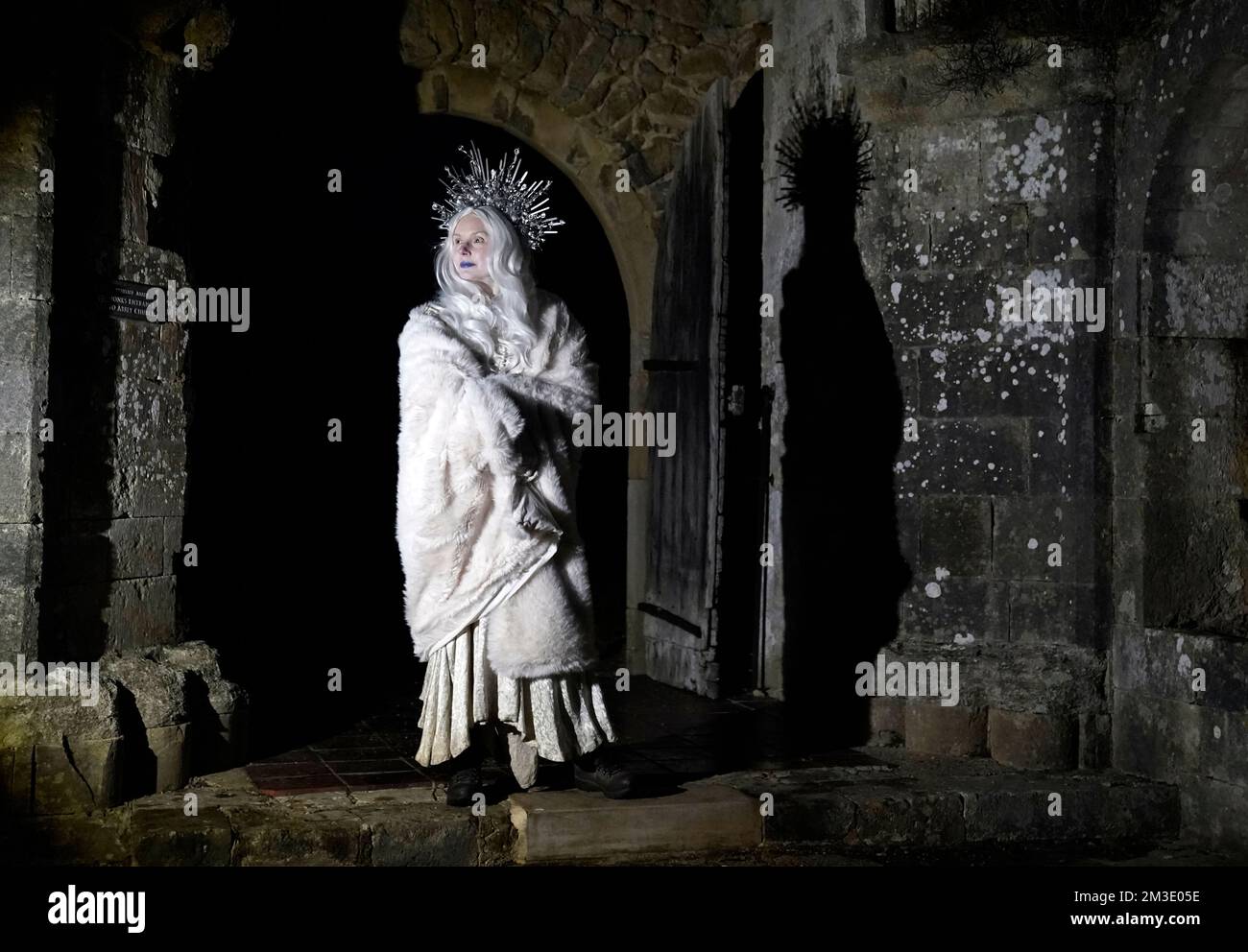 An actor playing the role of the Snow Queen, during a photo call for ...