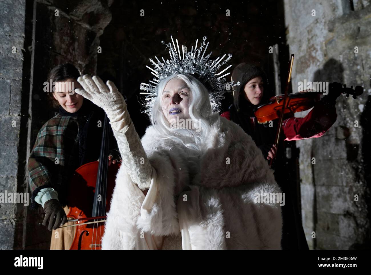 An actor playing the role of the Snow Queen, during a photo call for ...