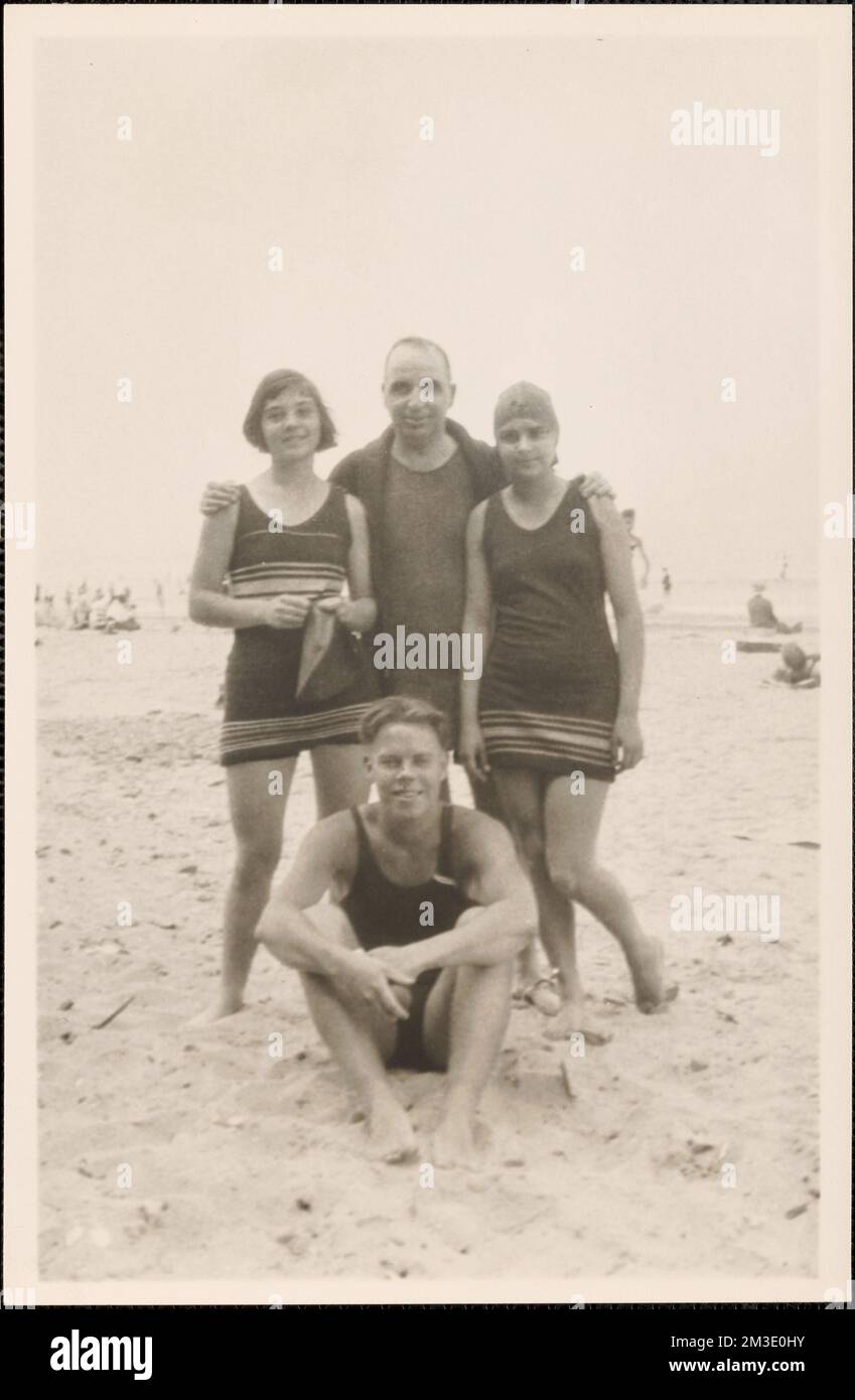 Leon, Herman, Lillian, and Marian Abdalian on the beach , Beaches ...