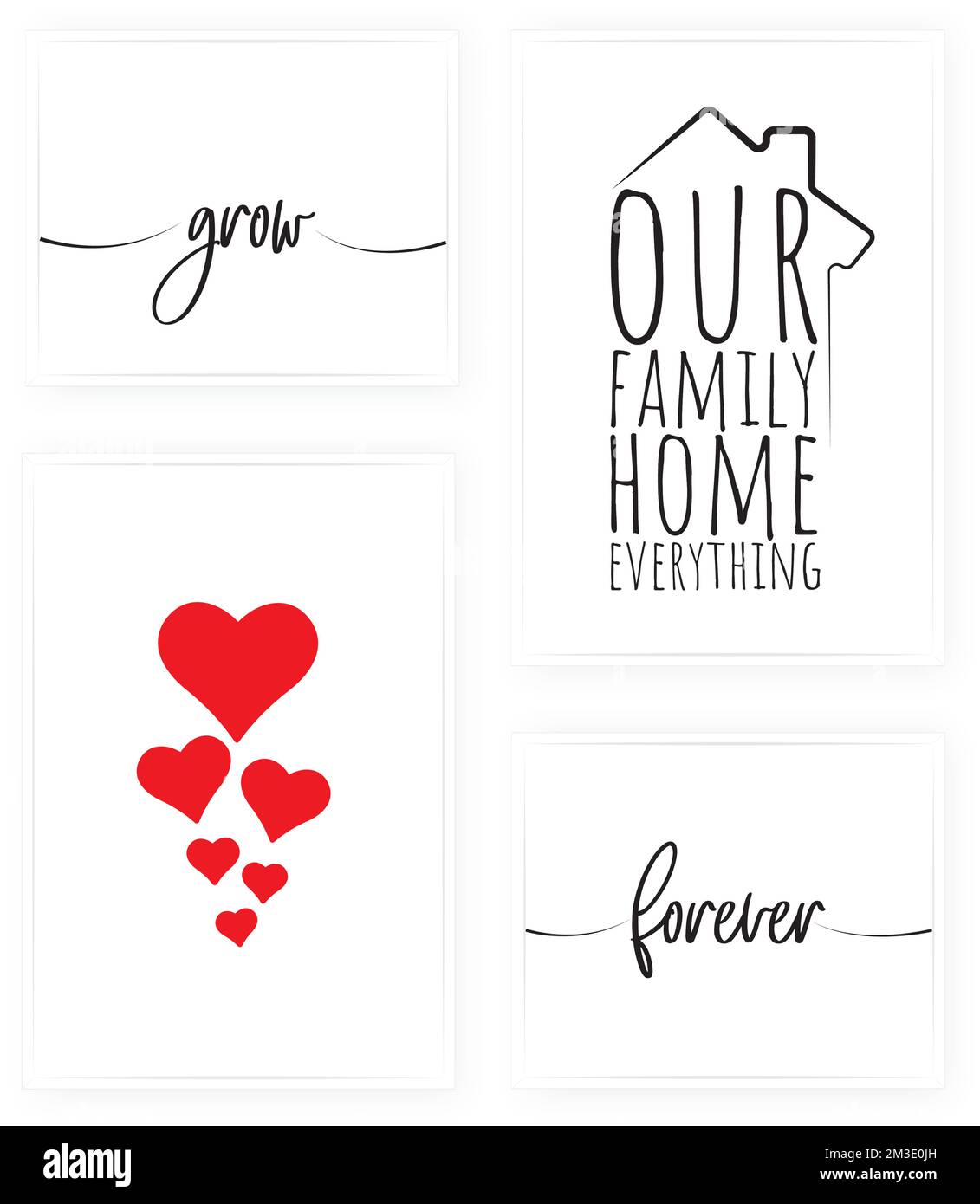 Our family, home, everything, vector. Minimalist poster design set in ...