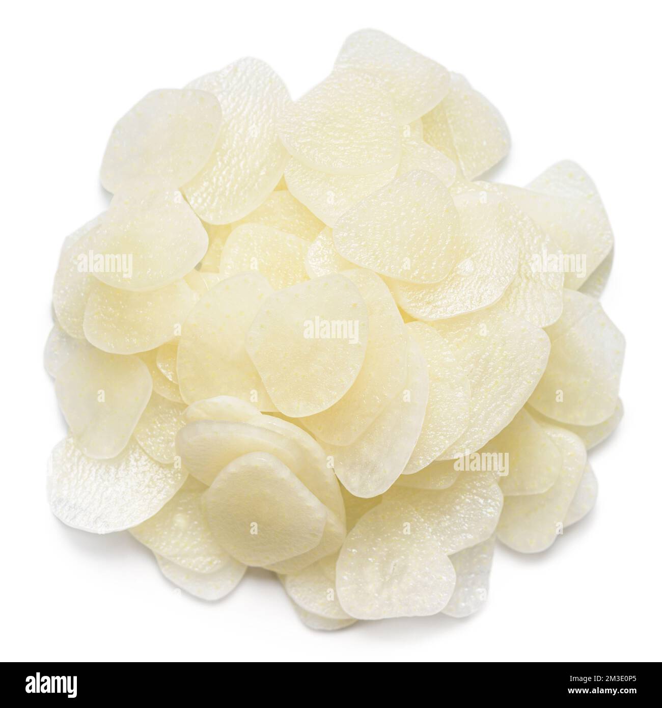 top view of sliced fresh garlic isolated on white background Stock ...