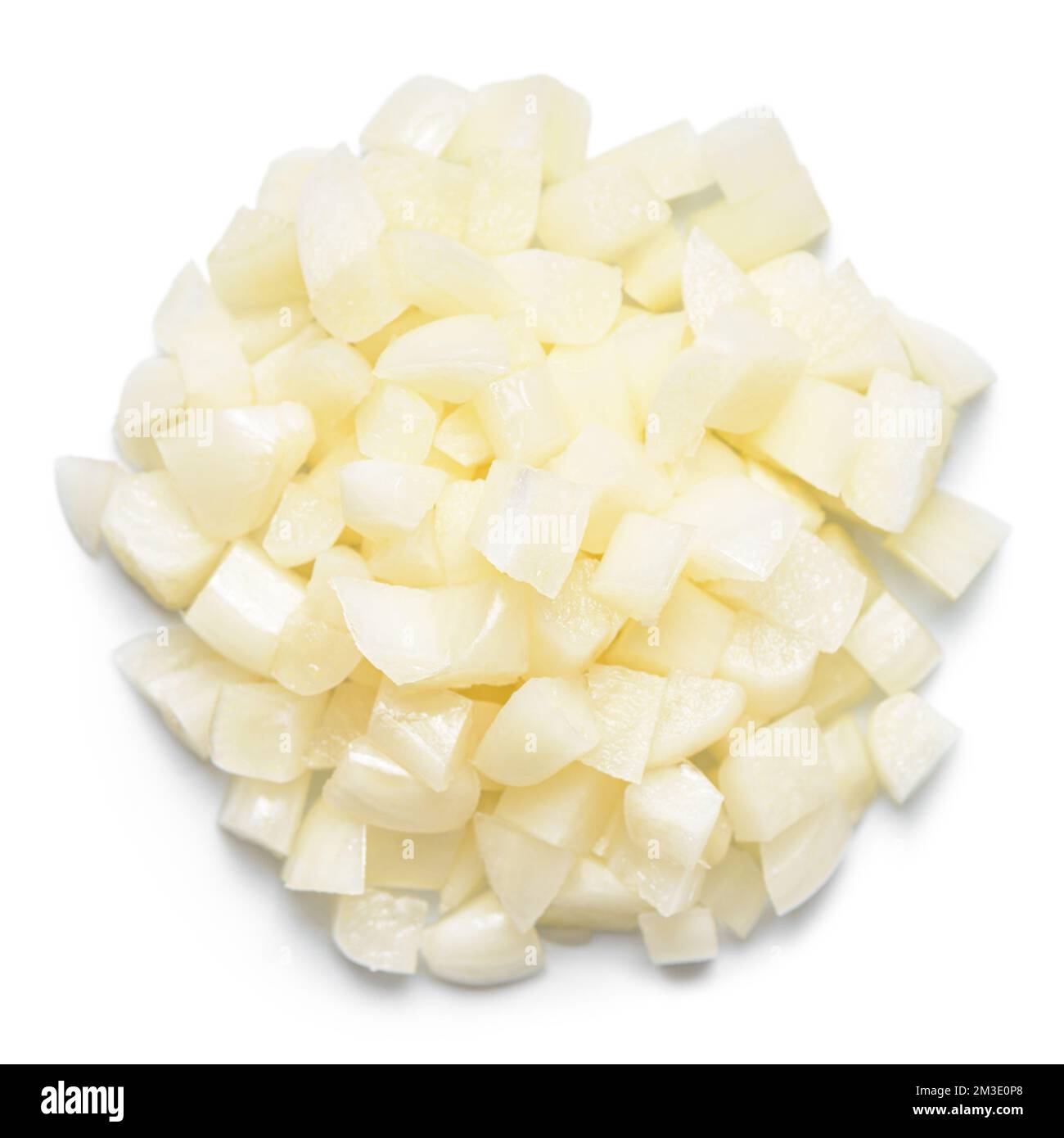 top view of diced fresh garlic isolated on white background Stock Photo ...