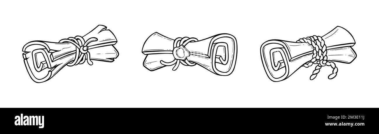 Ancient scroll sketches. Torn paper scrolls for games. Vector ...