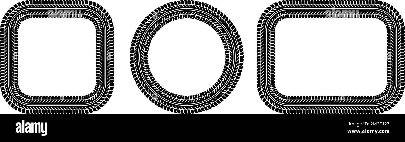 Auto tire tread rectangle and circle frame. Car and motorcycle tire ...