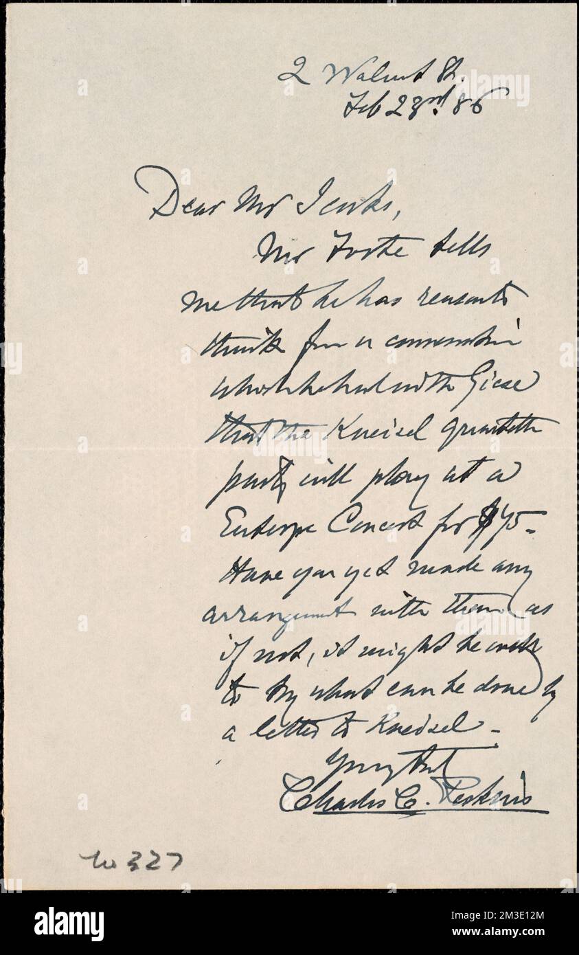 Letter from Charles C. Perkins to Francis H. Jenks, 1886 February 23 ...