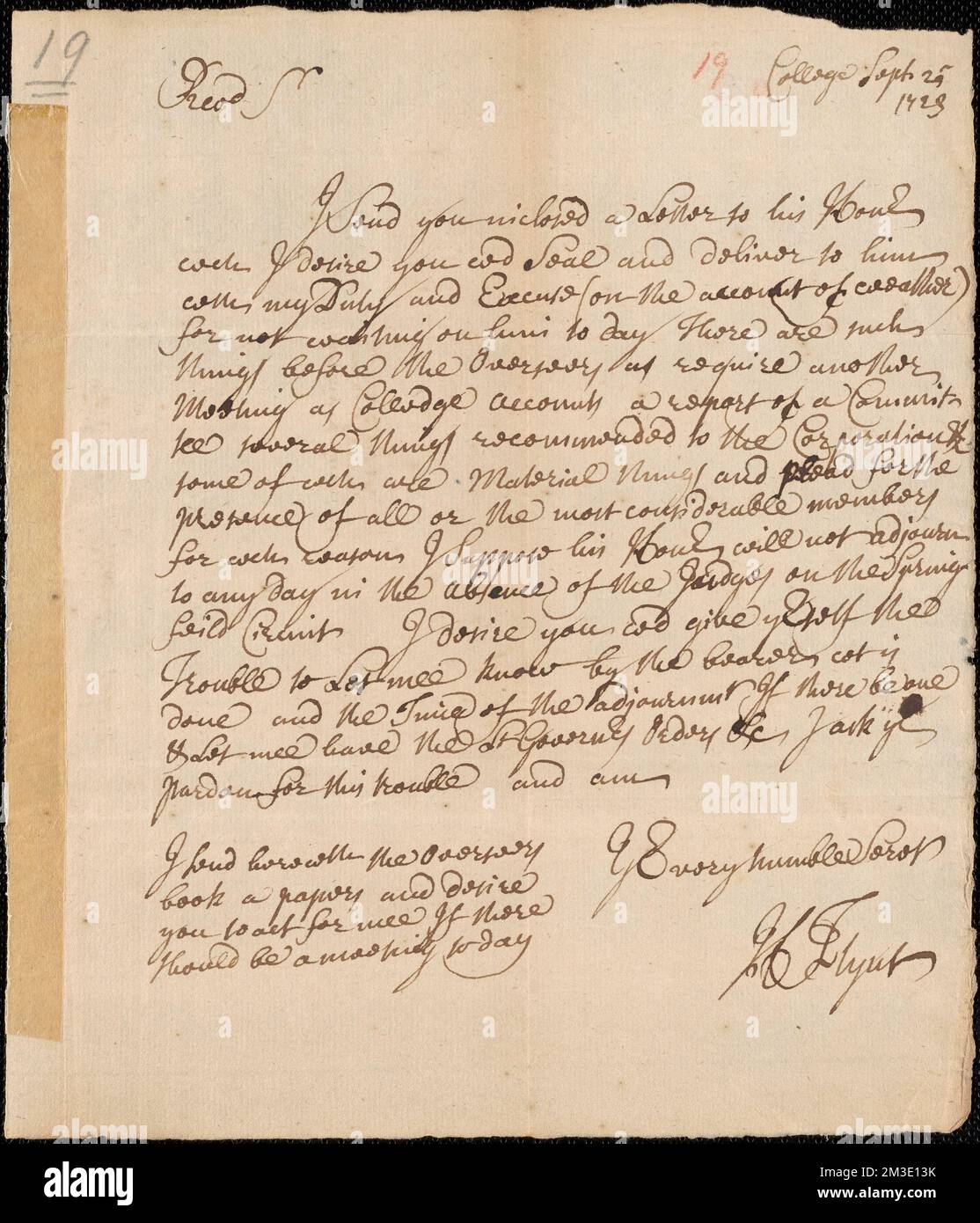 Letter from Henry Flynt, to Thomas Prince, 1723 September 25 ...