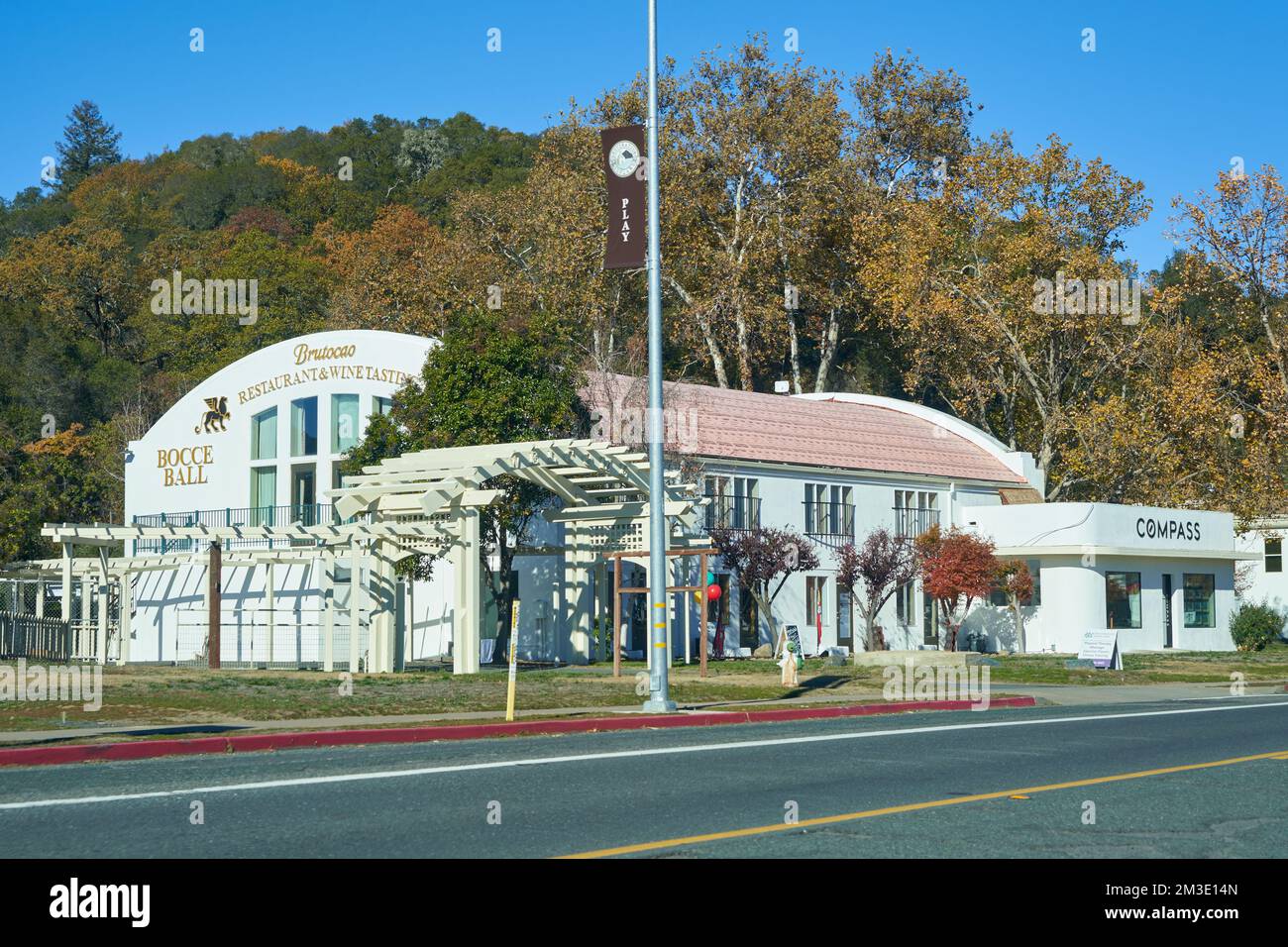 View of Hopland, small town in Mendocino County, northern California ...