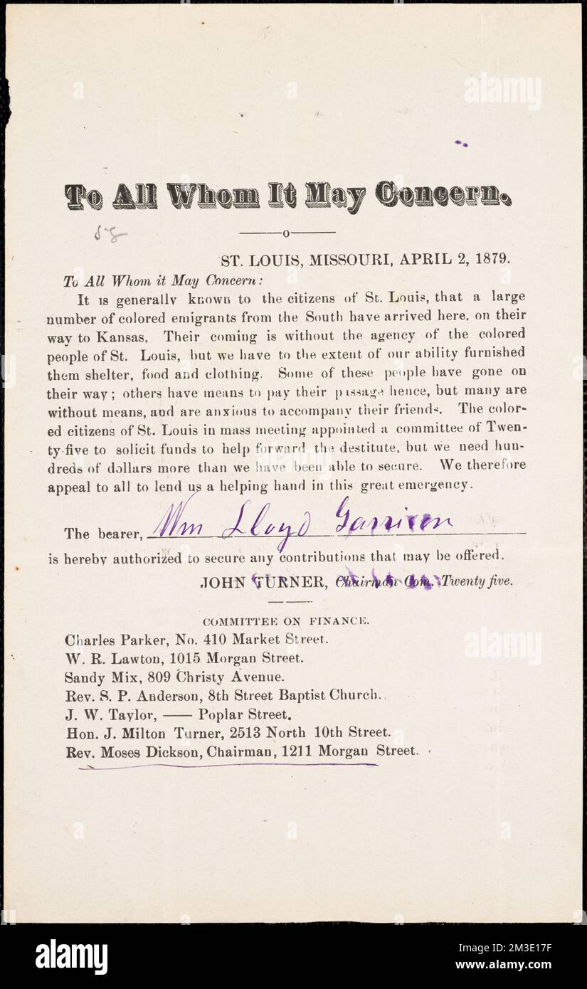 Letter from John Turner, St. Louis, [Missouri], to William Lloyd ...