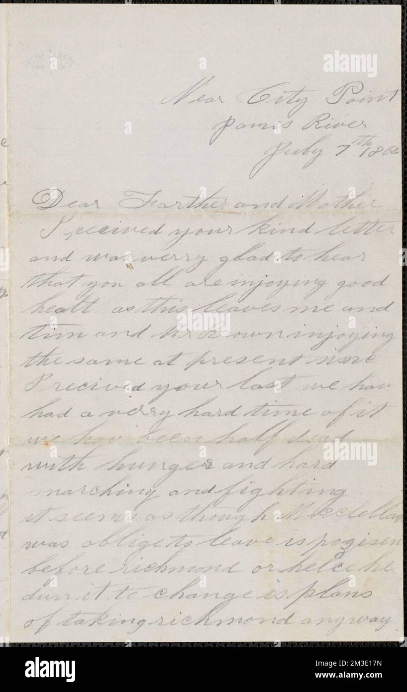 Letter from John Jubb, Near City Point, James River, to Thomas and ...