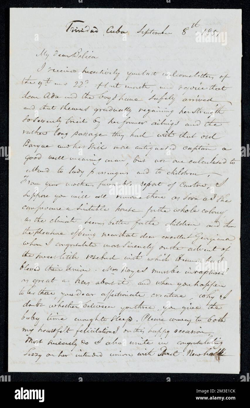 Letter to 'Belica' from Joseph Carret, her father, in Trinidad, Cuba ...