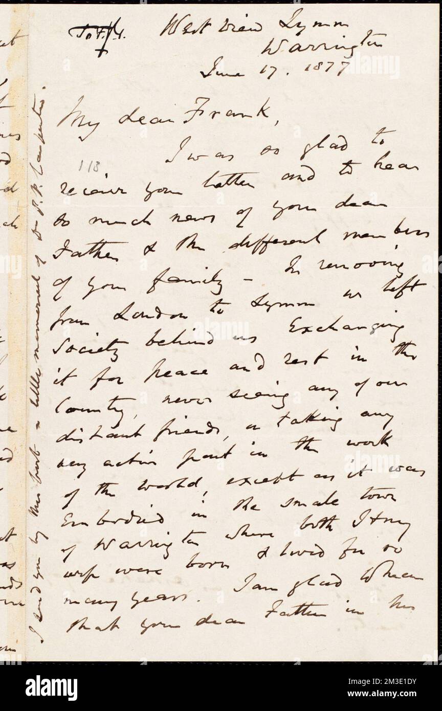 Letter from William Robson, Warrington, [England], to Francis Jackson Garrison, June 17. 1877 ...