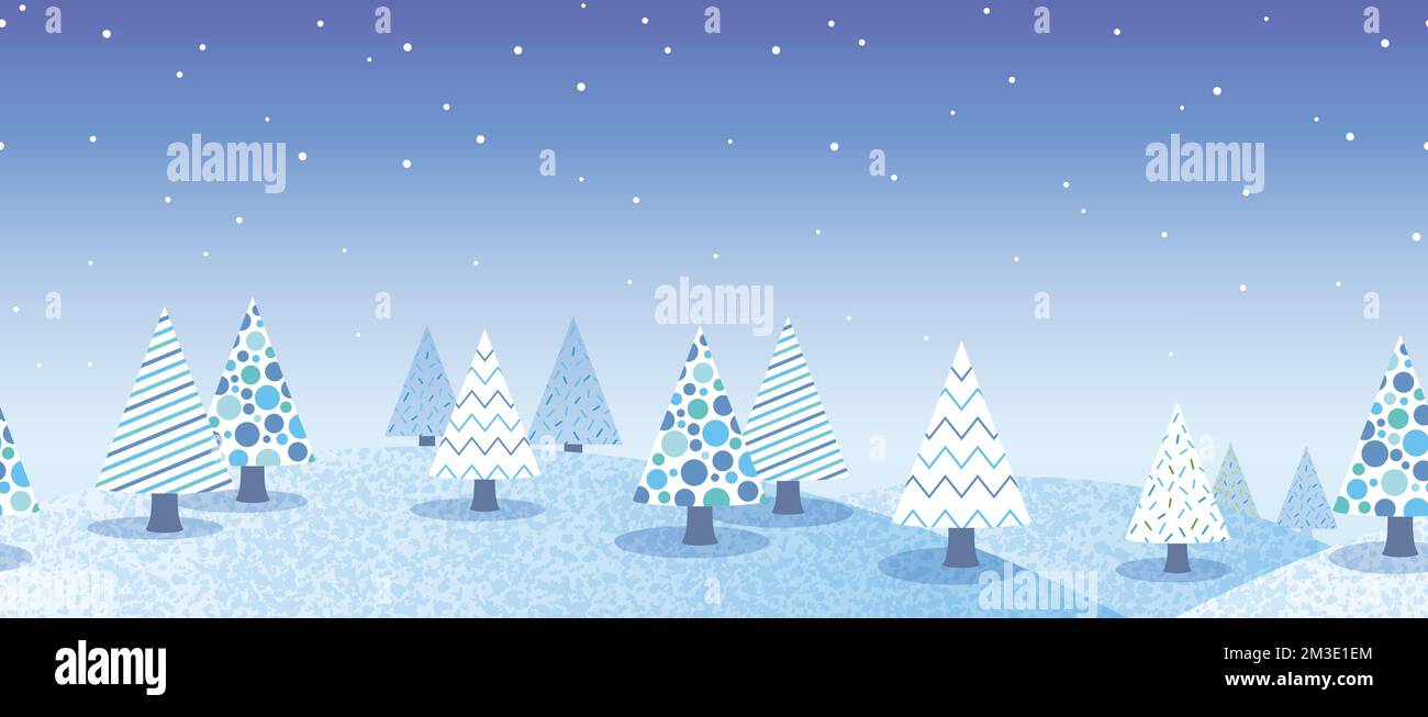 Vector Seamless Hilly Winter Forest Background Illustration With Text ...