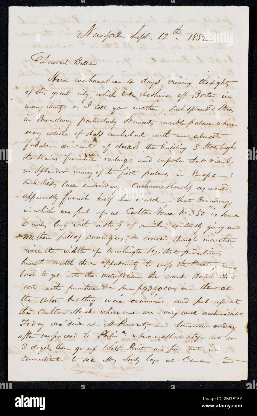 Letter to 'Bella' from Joseph Carret, her father, in New York ...