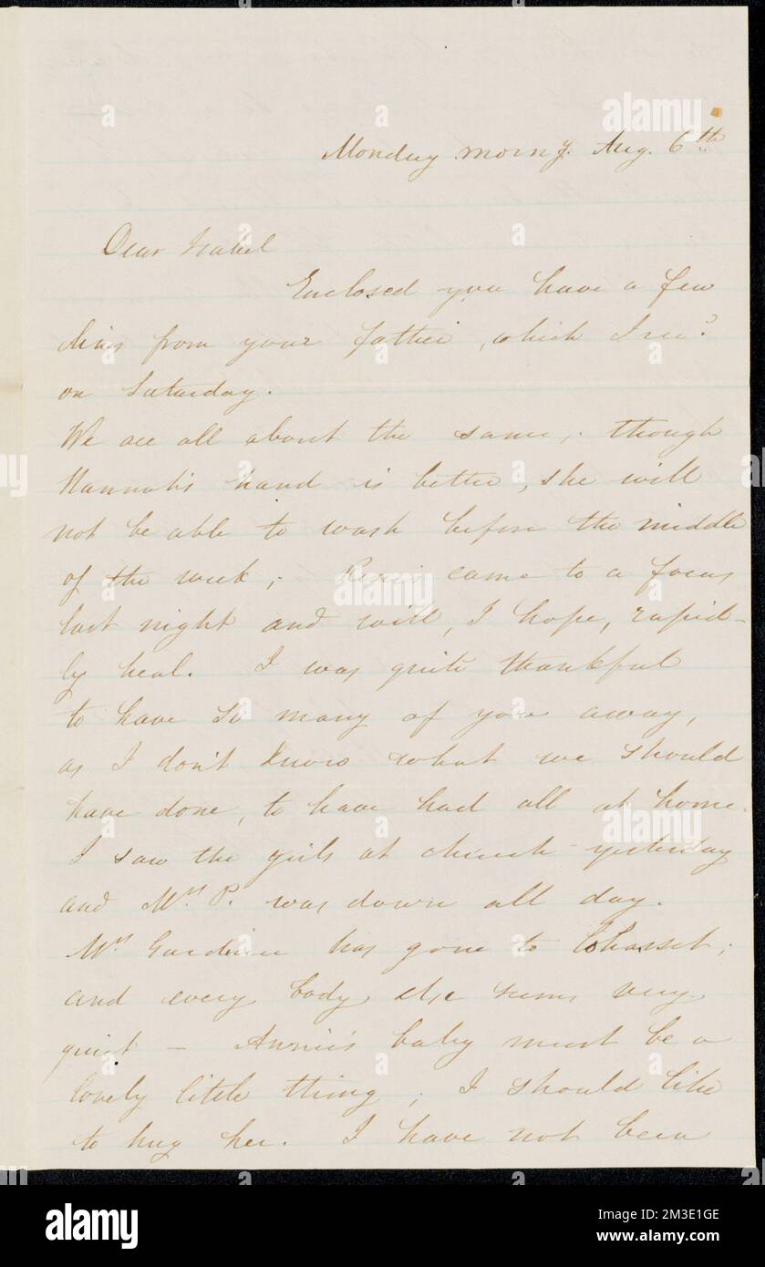 Letter to Isabel from EHC, her mother, August 6 [?] ,. Isabelle Peirce ...