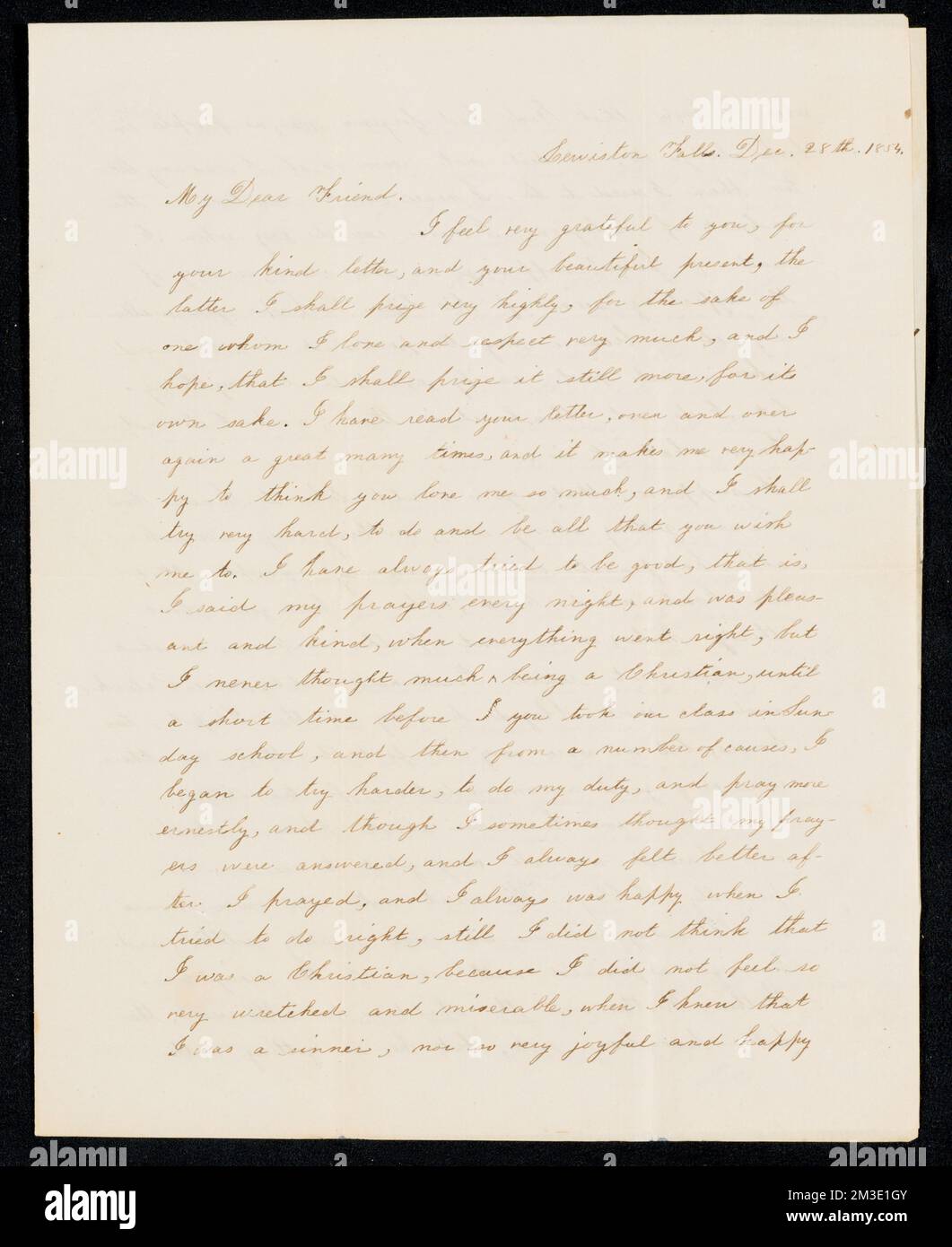 Letter to 'dear friend' from 'your pupil' Maria A. Brooks, Lewiston ...