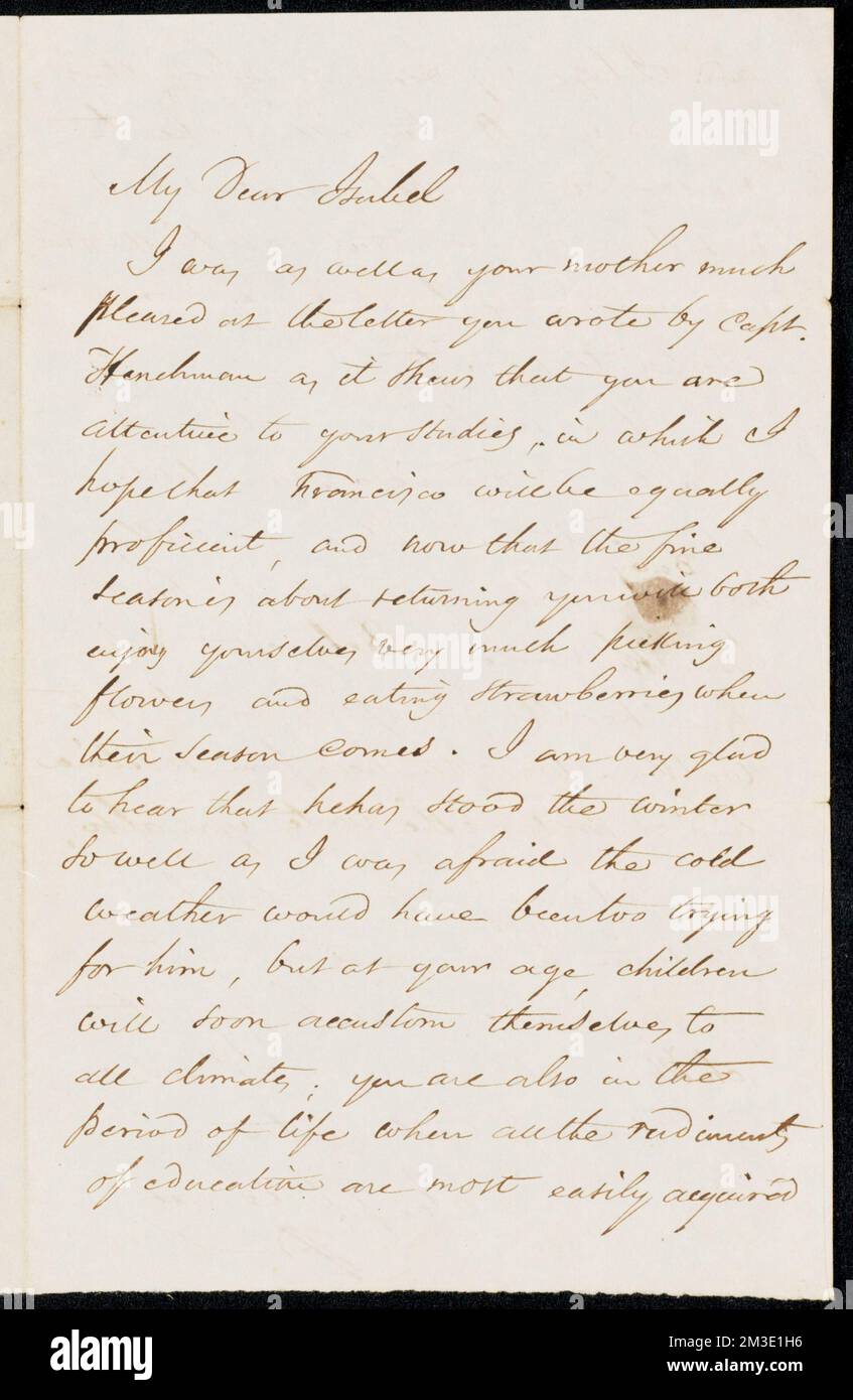 Letter to Isabel from Joseph Carret, her father, in Trinidad, March 24 ...