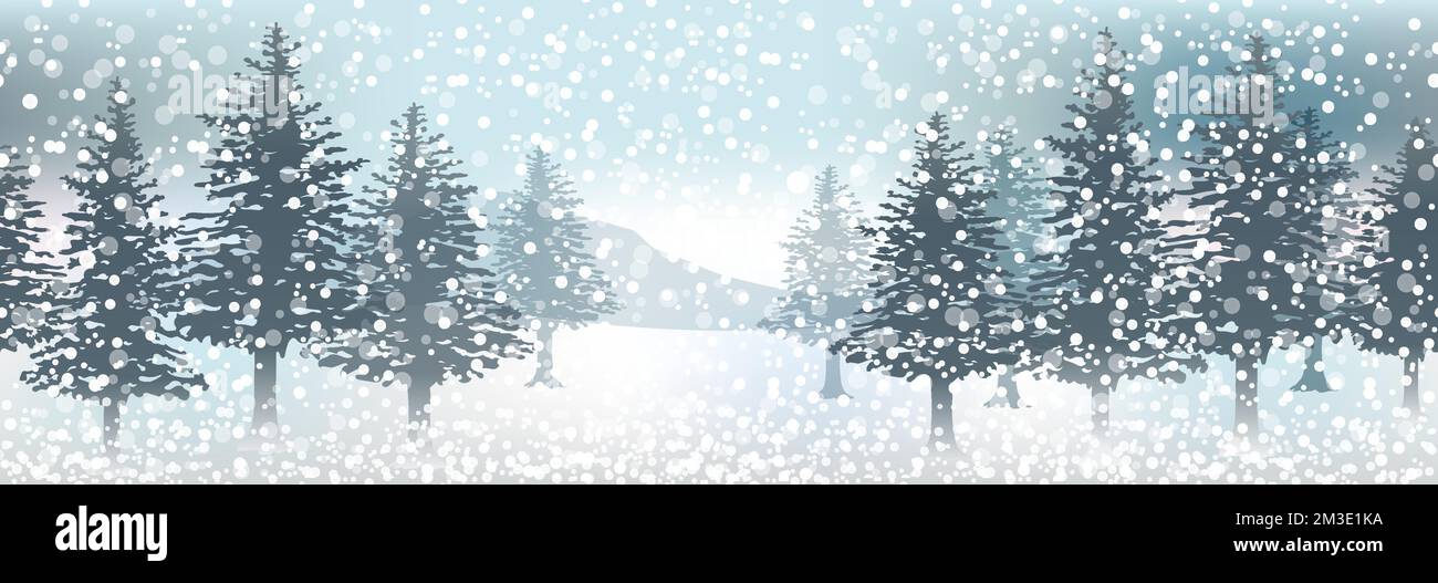 Seamless Winter Forest Background, Vector Illustration. Horizontally ...