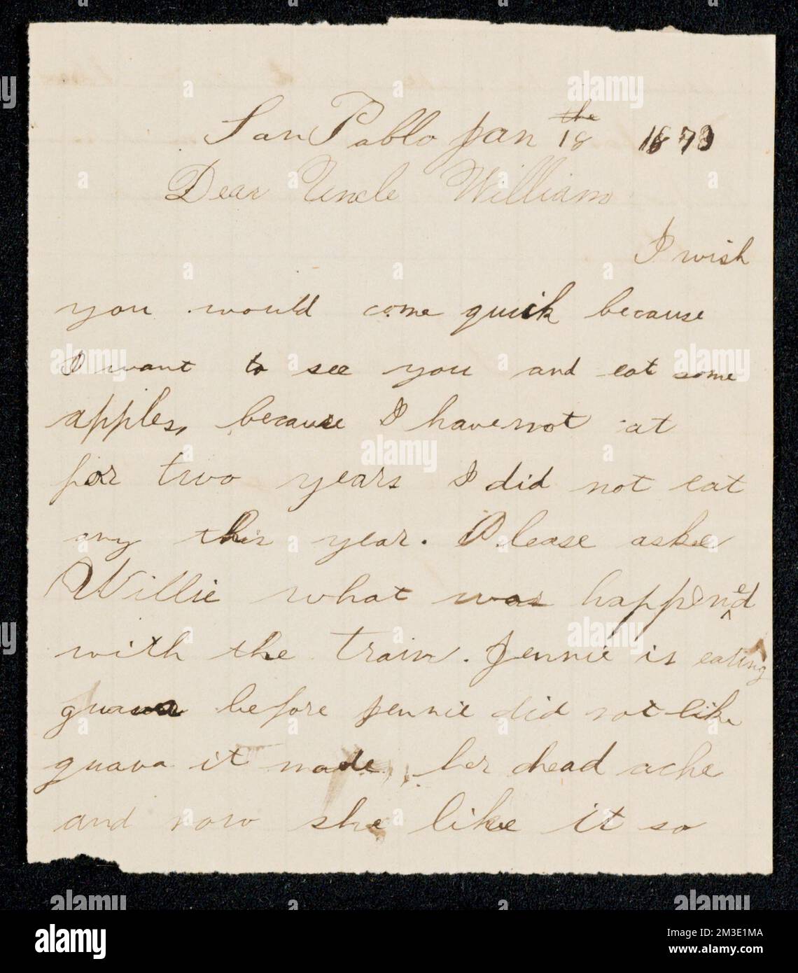 Letter to Uncle William from niece 'Titi', San Pablo, January 18, 1873 ...