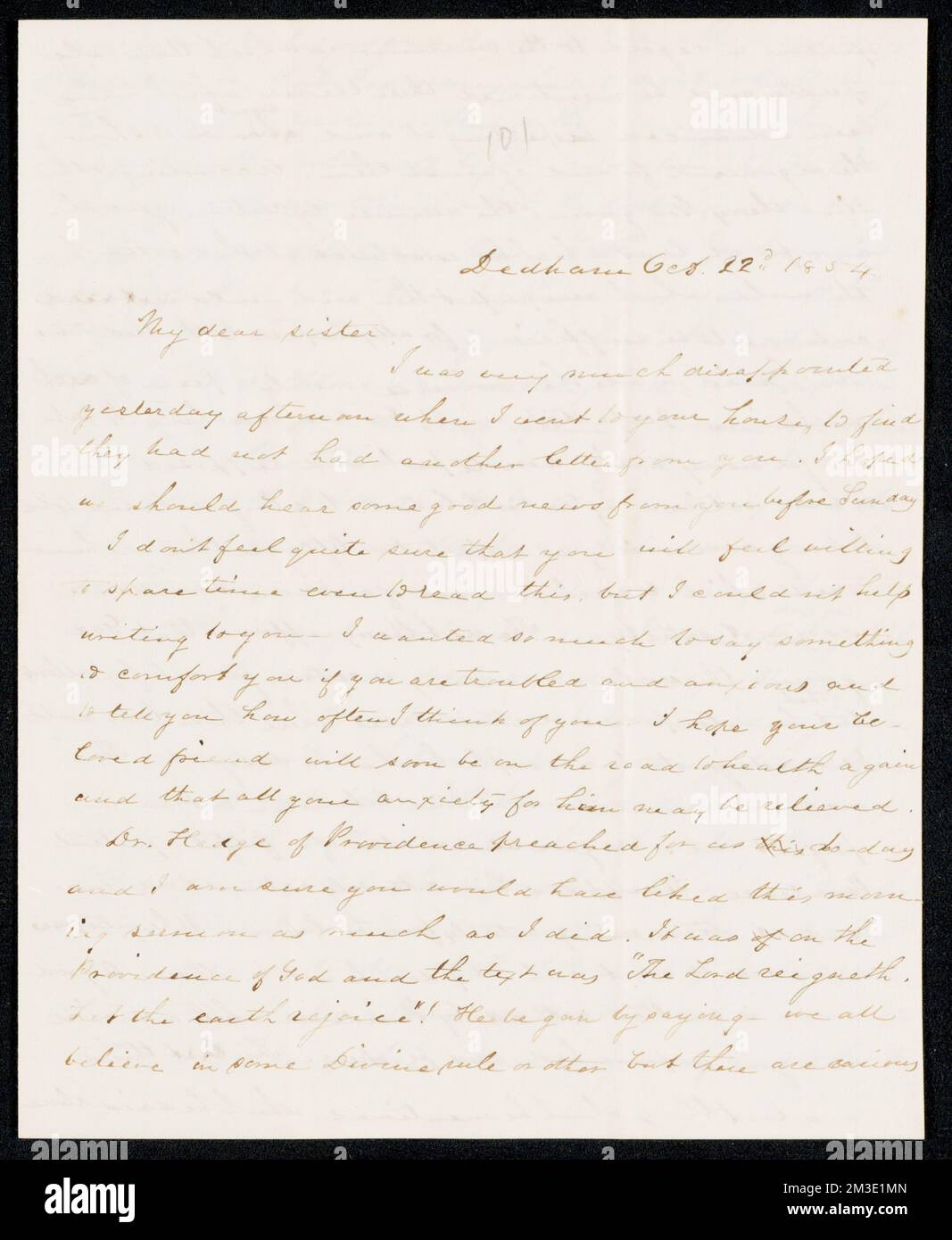Letter to sister [Isabel] from sister Maria, Dedham, October 22, 1854 ...