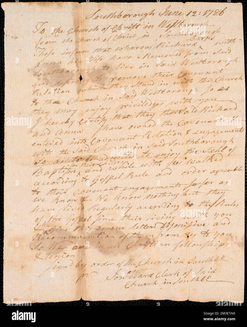 Letters of Recommendation from Other Churches, 1786-1791 ,. Historical ...