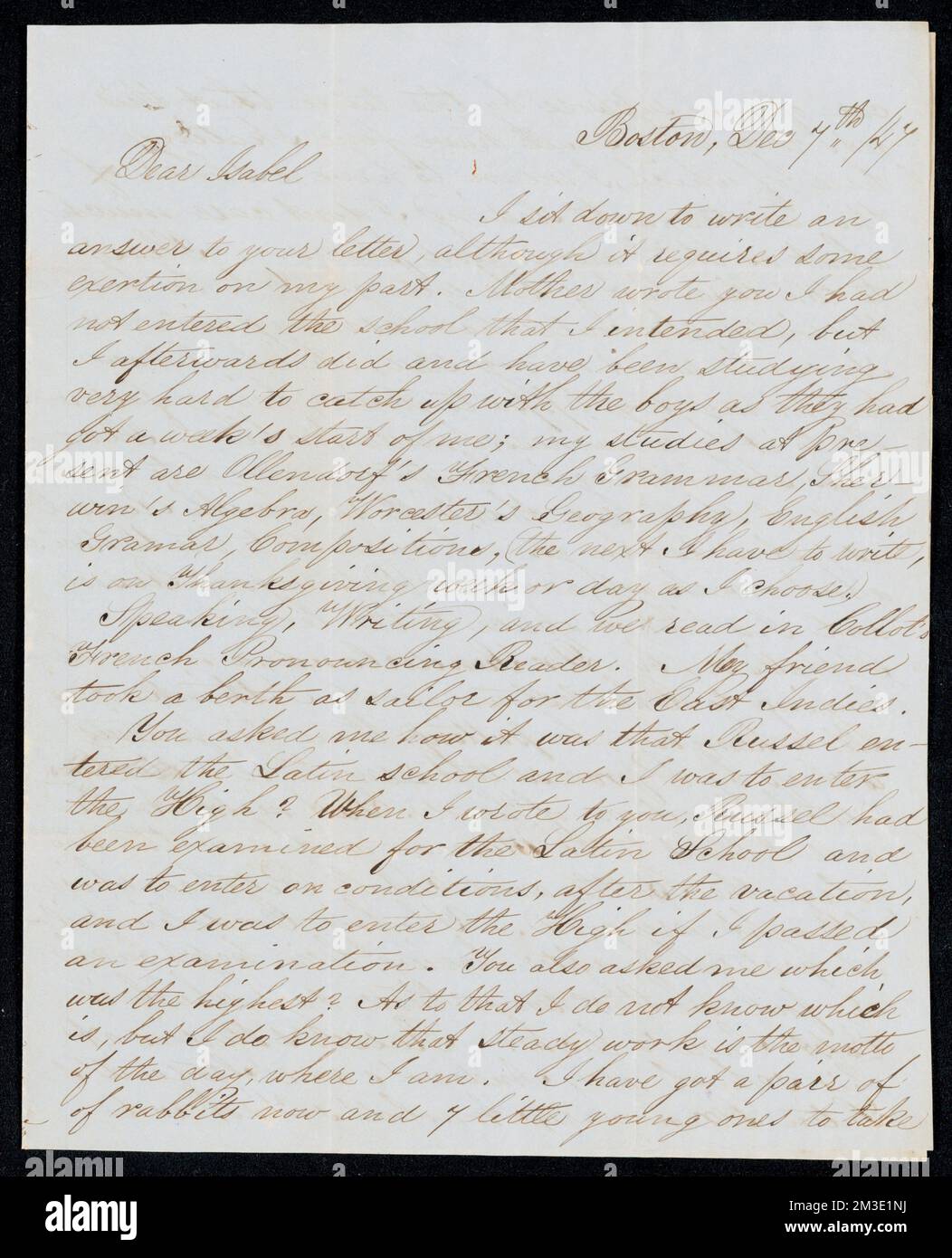 Letter to Isabel ['Isa'] in Trinidad de Cuba from cousin Daniel and Ann ...